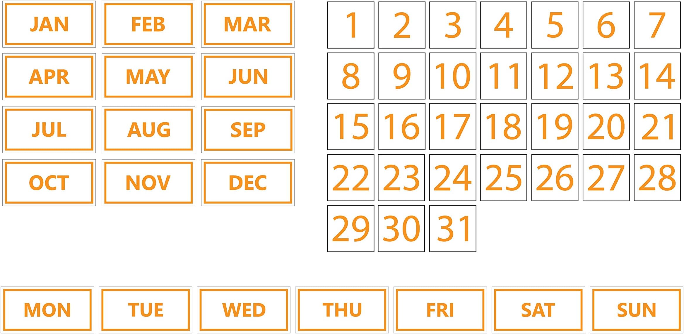 Amazon.com: Whiteboard Calendar Magnet Bundle (Dates, Days of The Week ...