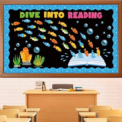 Amazon.com: Kepeel Tropical Fish Bulletin Board Decorations Set, Under ...