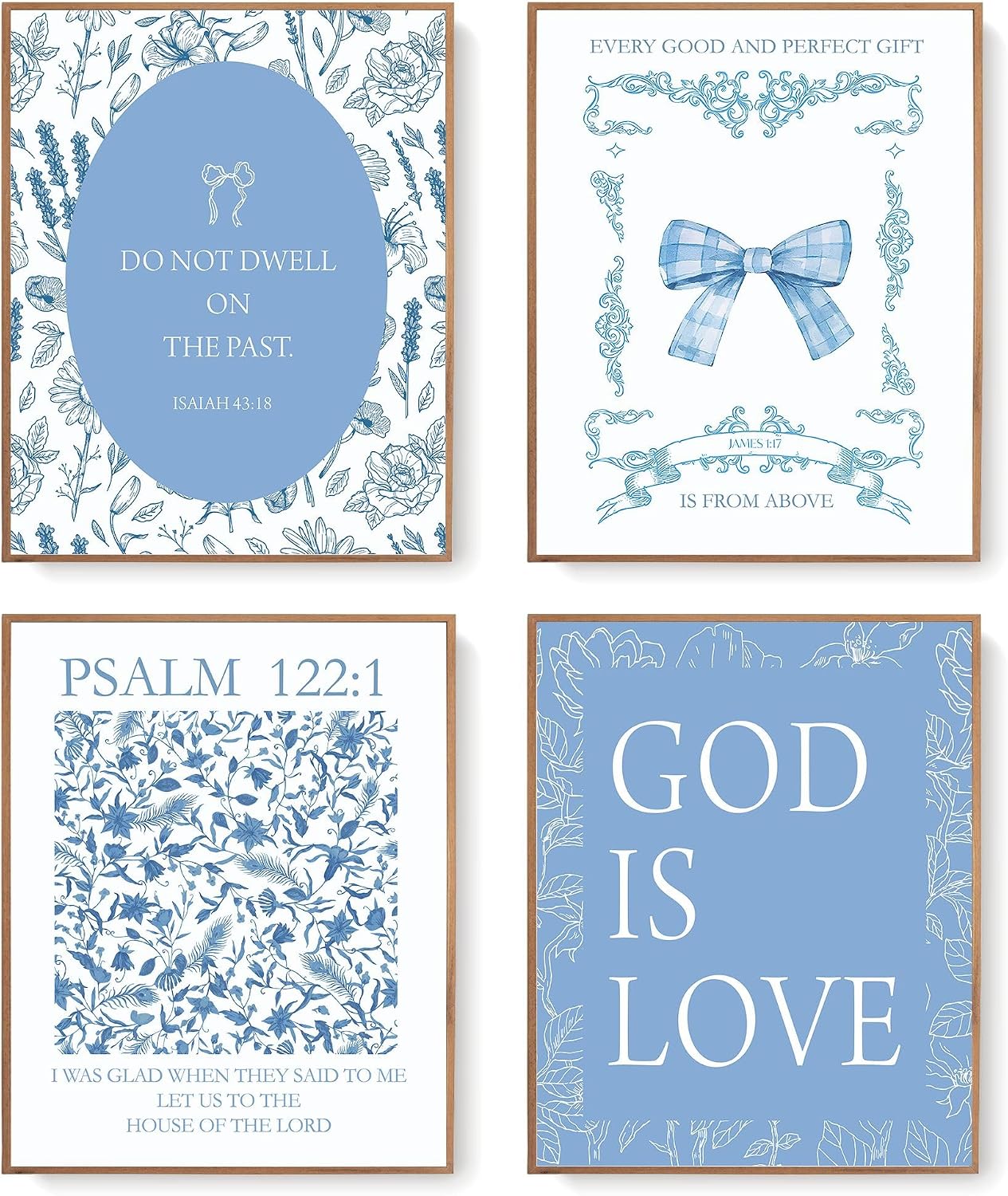 Amazon.com: LARTSFRO Blue Bow Christian Wall Art Decor Posters Prints ...