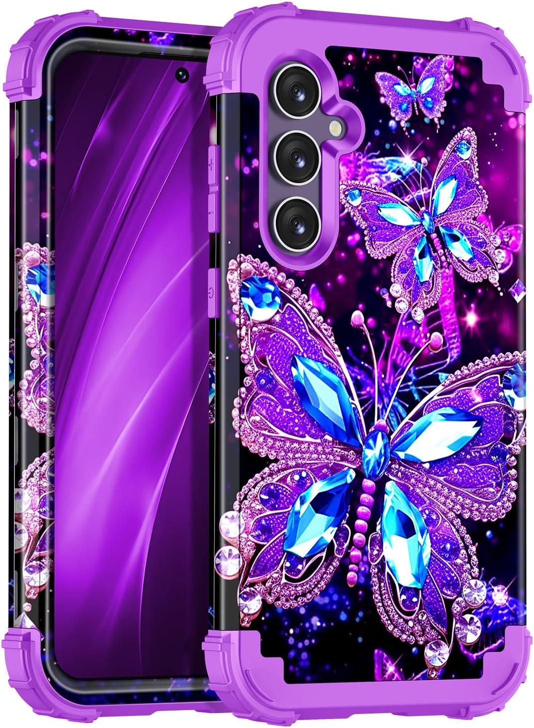 Amazon.com: Miqala for Galaxy S23 FE 5G Case,Glow in The Dark Three Layer Heavy Duty Shockproof ...