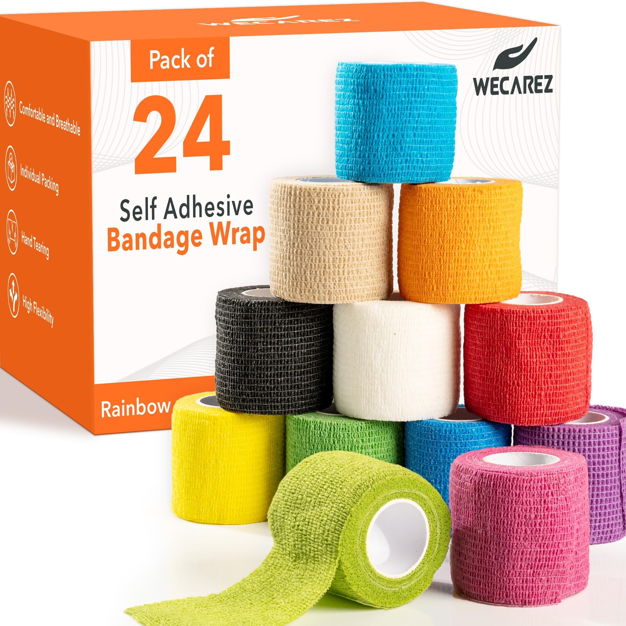 Amazon.com: 72 Pack Self Adhesive Bandage Wrap,Athletic Elastic ...