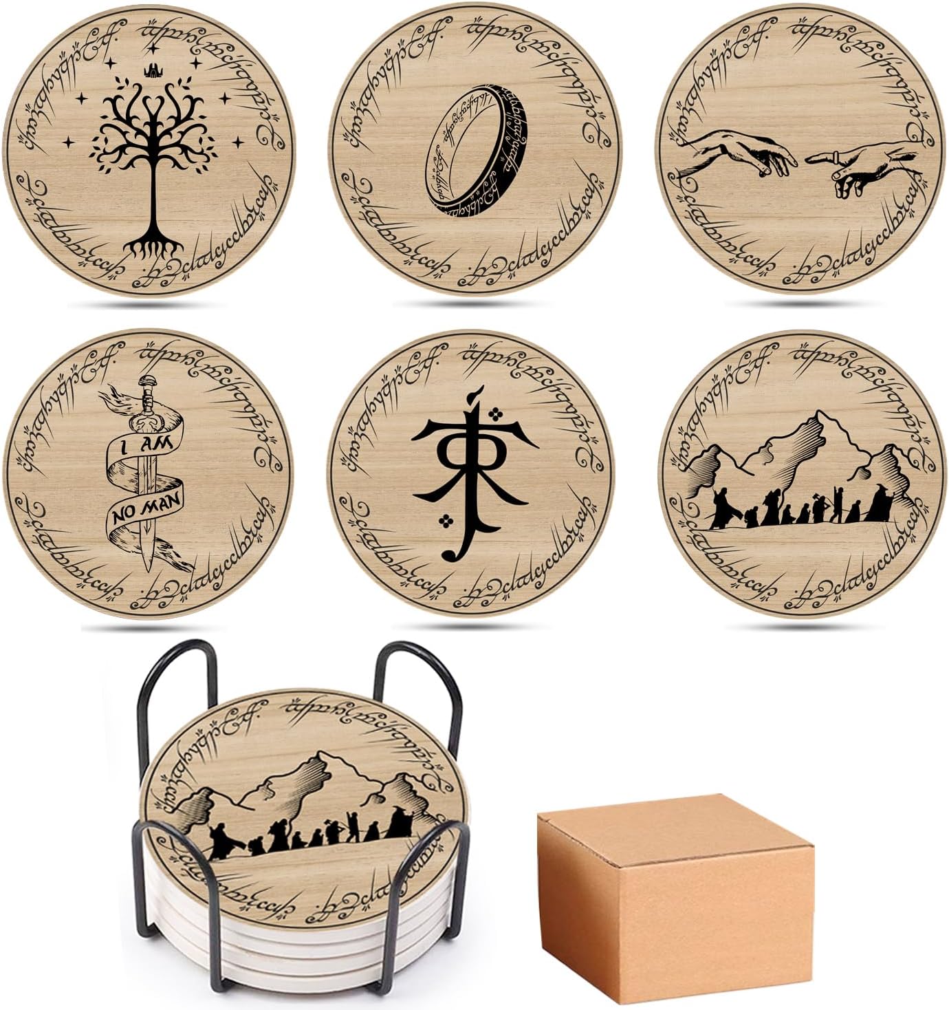 Amazon.com: Cup Holder Coaster 6 Pack- Absorbent Cork Ring Coasters New ...