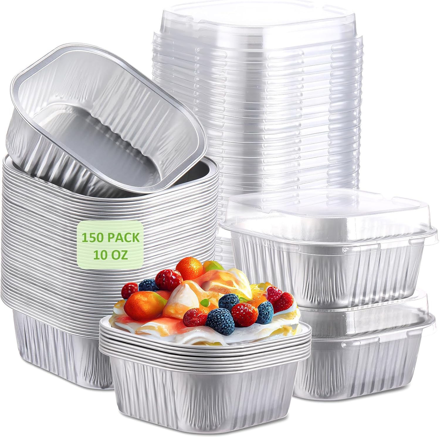 Amazon.com: Aoriher 150 Pieces 10 oz Mini Cake Pans with Lids Aluminum ...