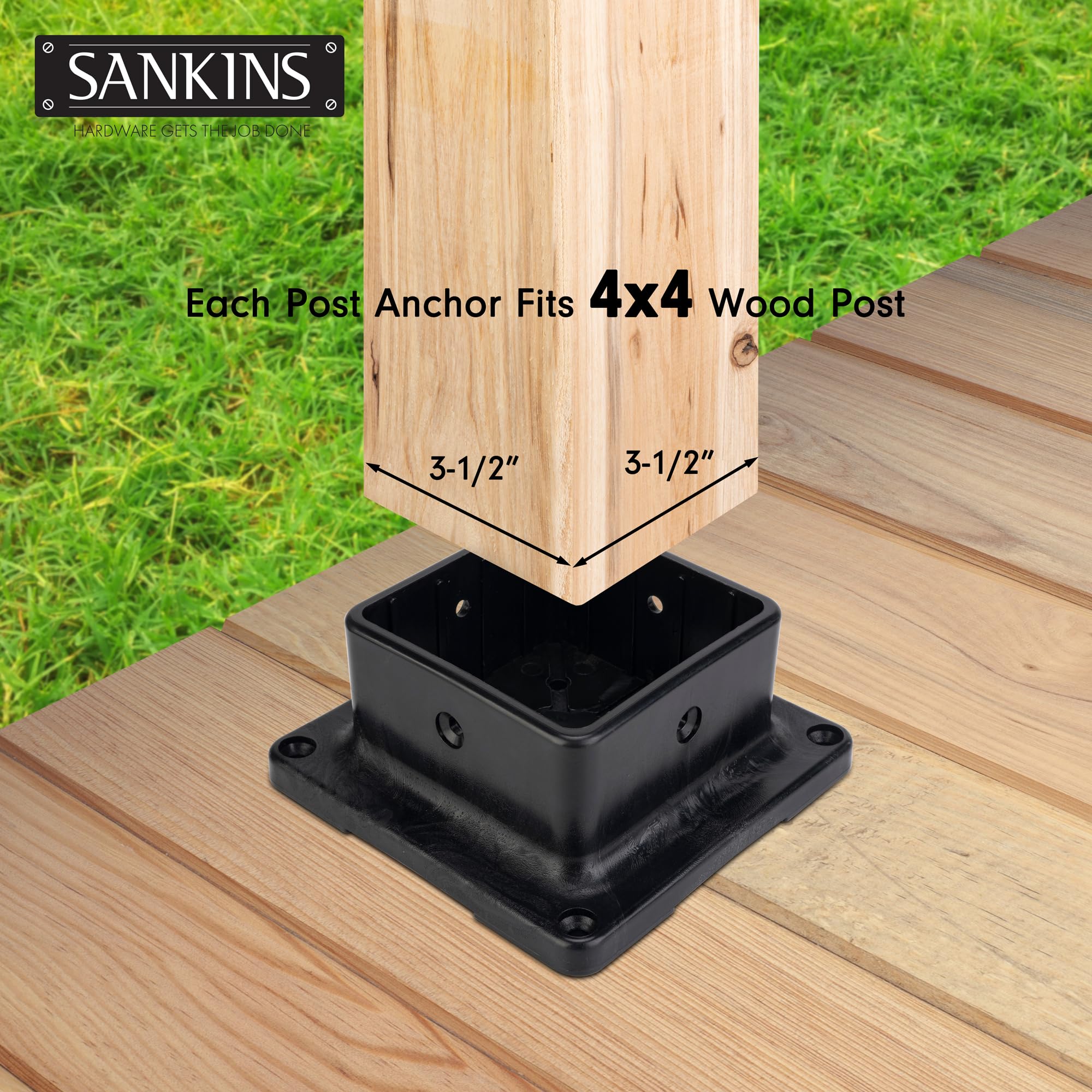 Snapklik.com : SANKINS 44 Post Bracket Base Flange, Internal 3-1/2"x3-1 ...