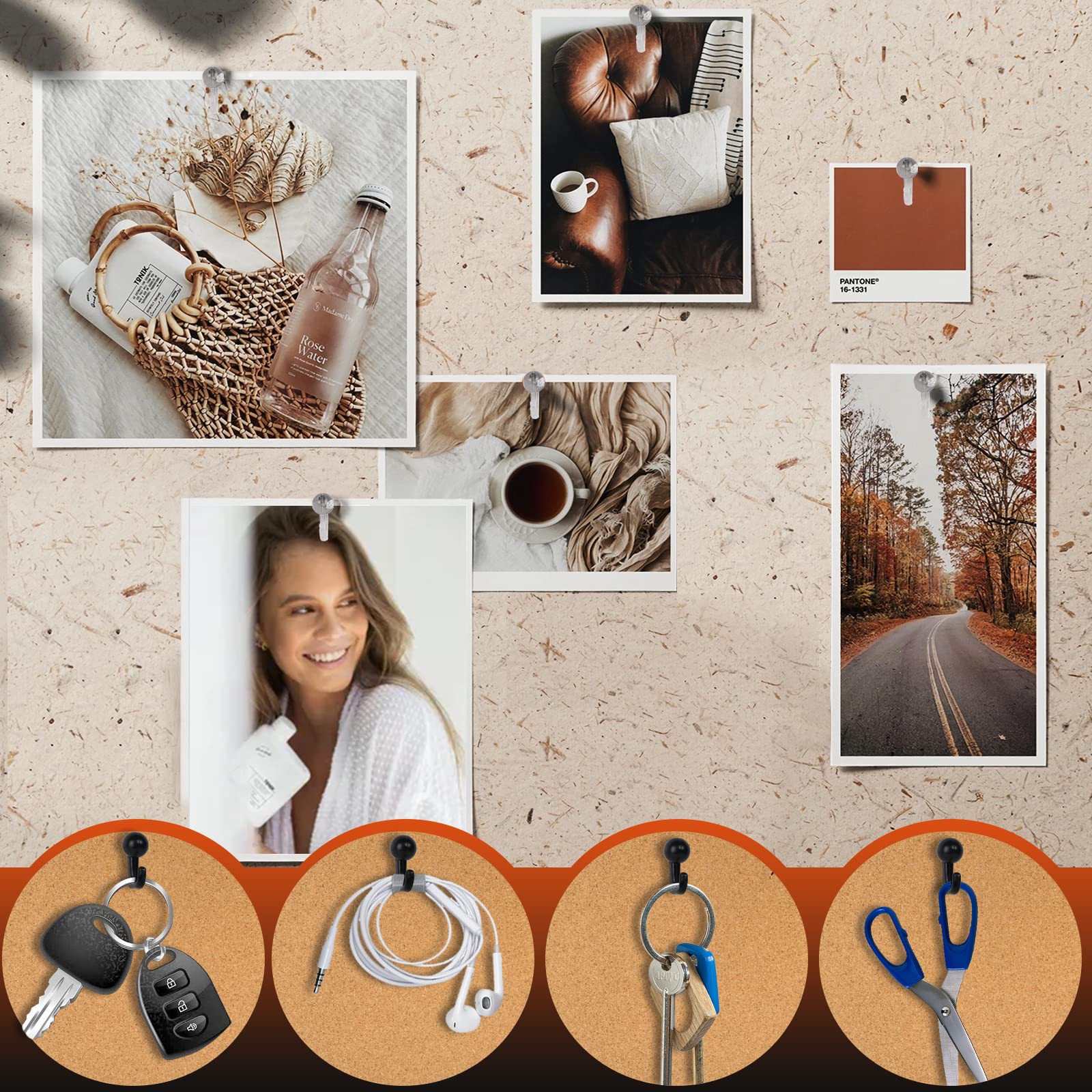 Snapklik.com : Push Pin Hooks - 50 Pieces Cork Board Hooks, Push Pins ...