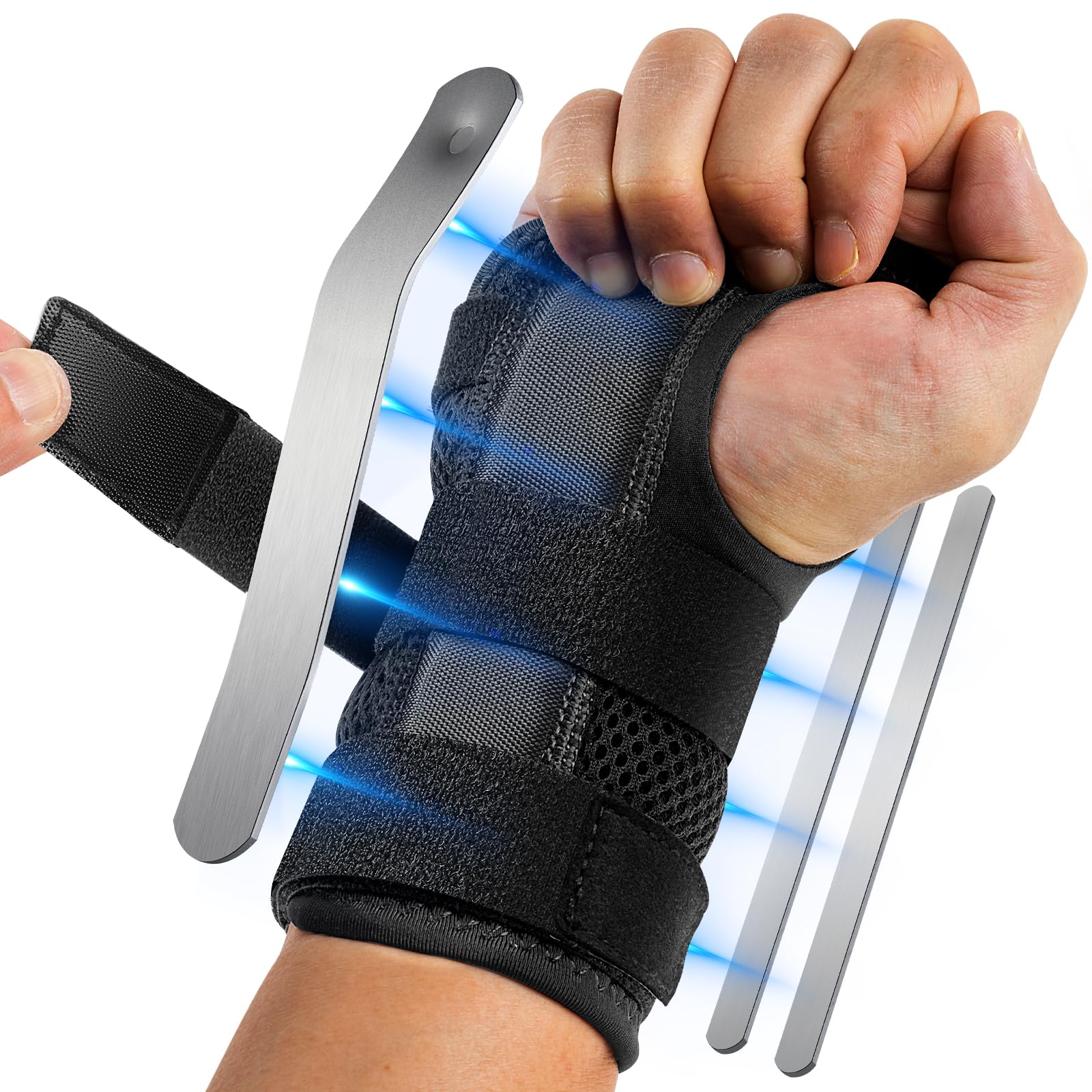 Amazon.com: Fitomo Carpal Tunnel Wrist Brace Night Support with 3 Metal ...