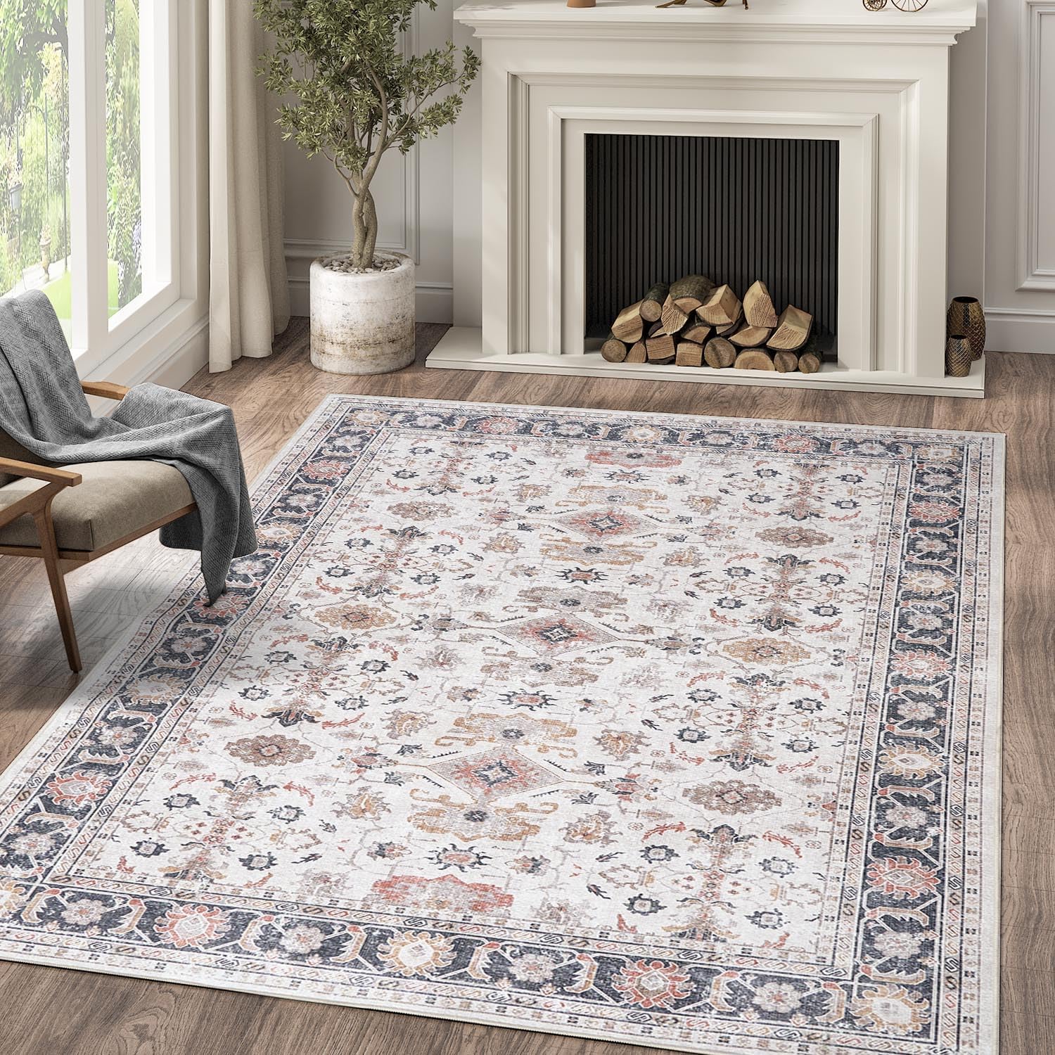 JINCHAN Runner Rug 4x6 Rug Hallway Brick Red Vintage Rug Traditional ...