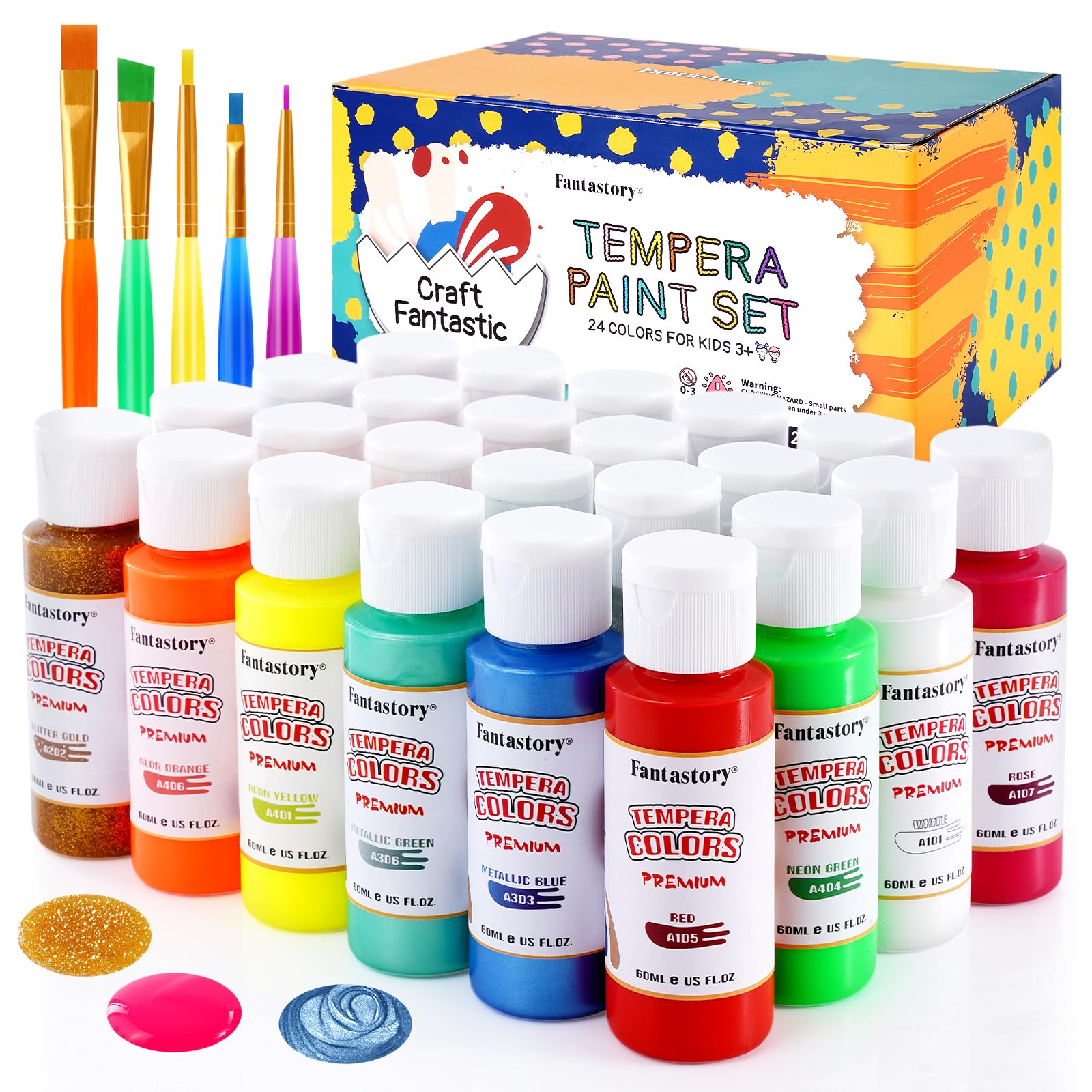 Snapklik.com : Fantastory Tempera Paint For Kids 24 Colors