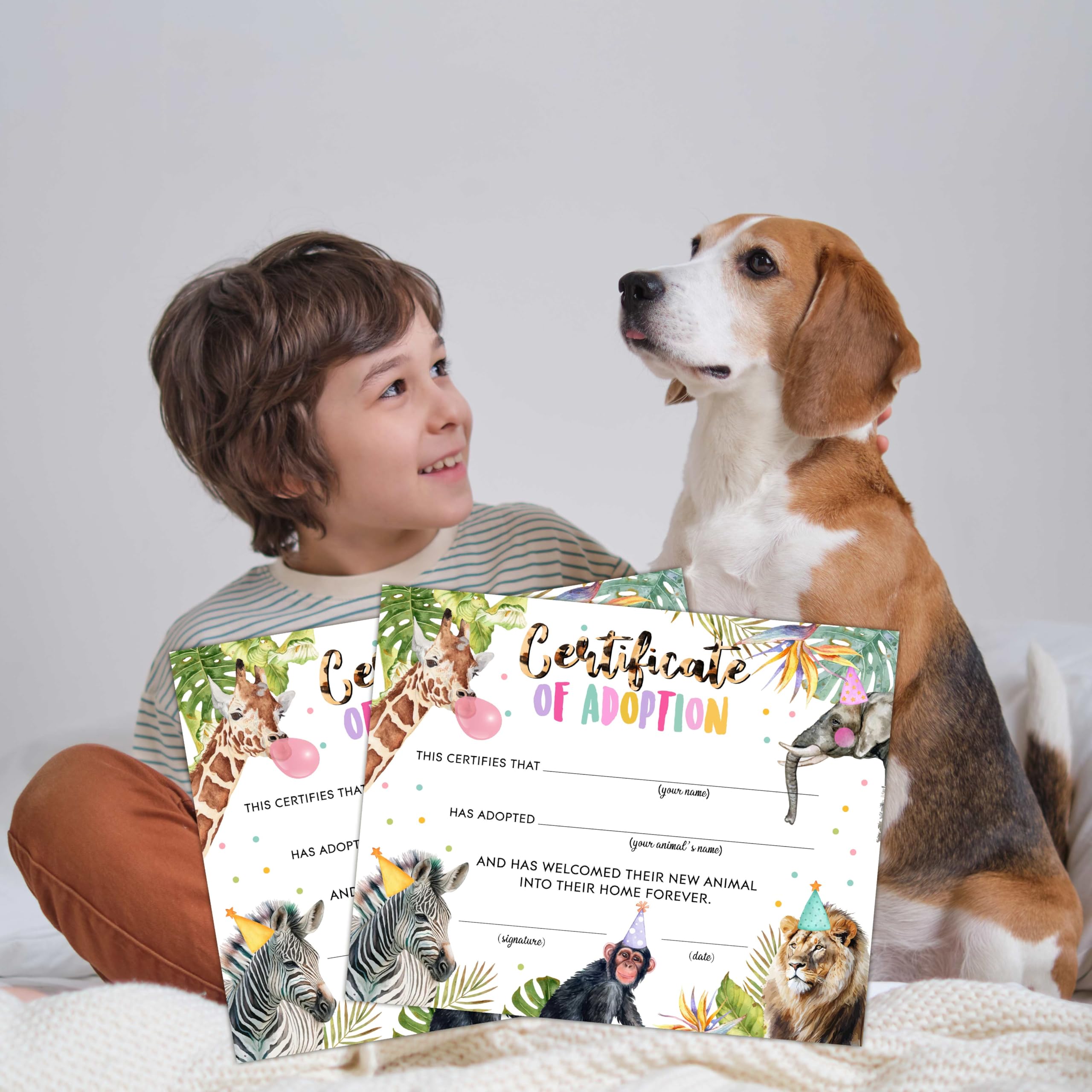 Safari Jungle Animals Certificates Of Adoption, 10 Pcs Wild Animal ...