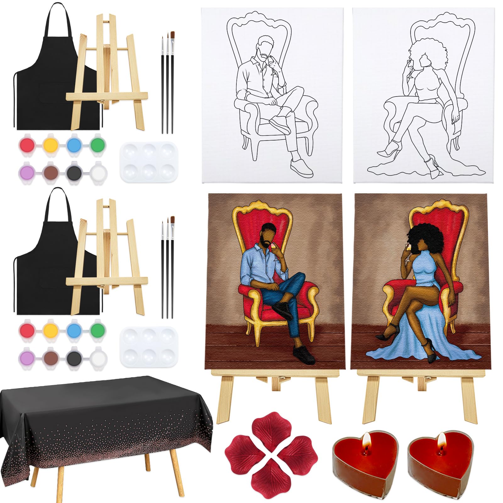Amazon.com: Nuberlic Date Night Painting Kit for Couples Sip and Paint ...