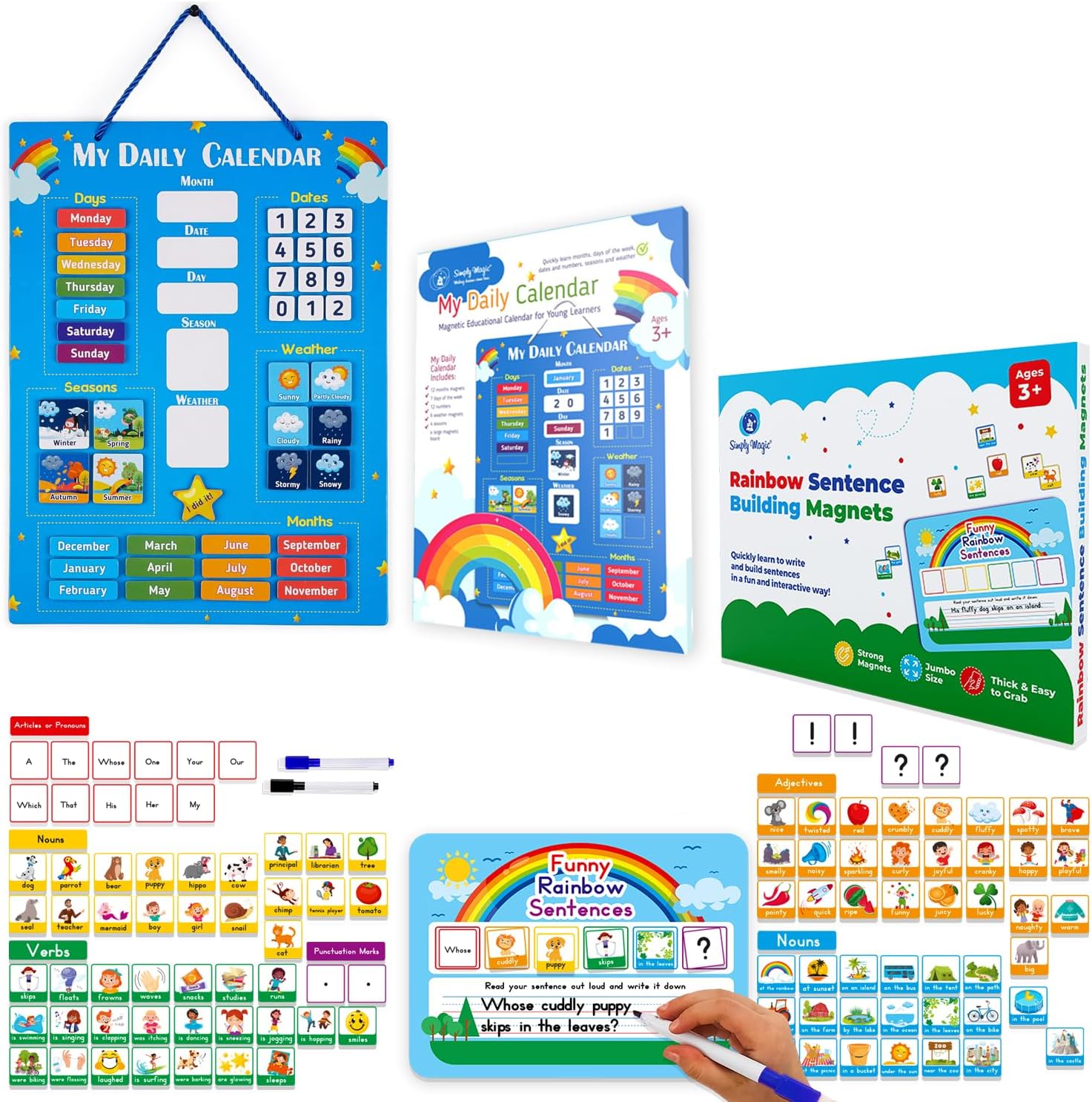 Amazon.com: Simply Magic 110 PCS Sentence Building Kit for Kids & Kids ...