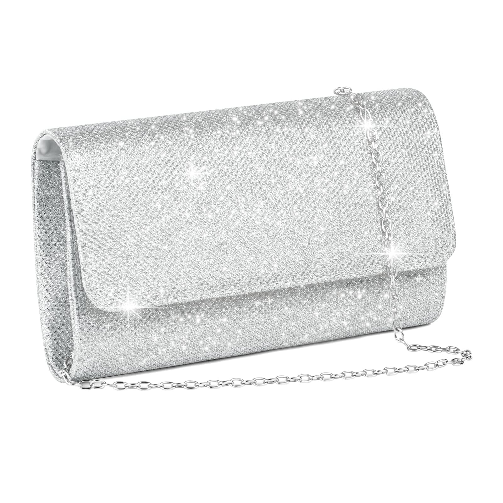 Women's Clutches, Silver Clutch Bag, Clutch Bag With Detachable Chain ...