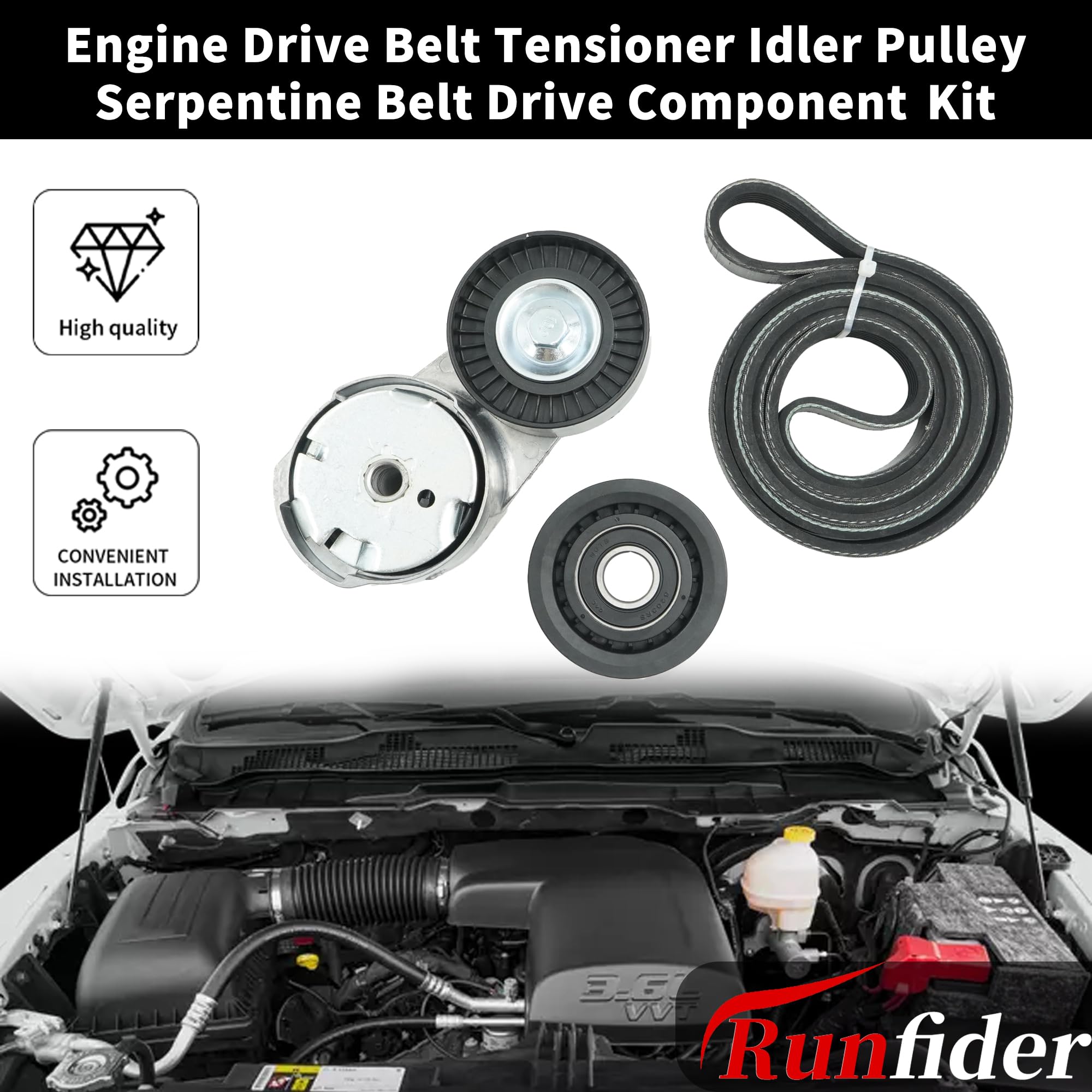 Snapklik.com : Runfider Engine Drive Belt Tensioner Idler Pulley ...