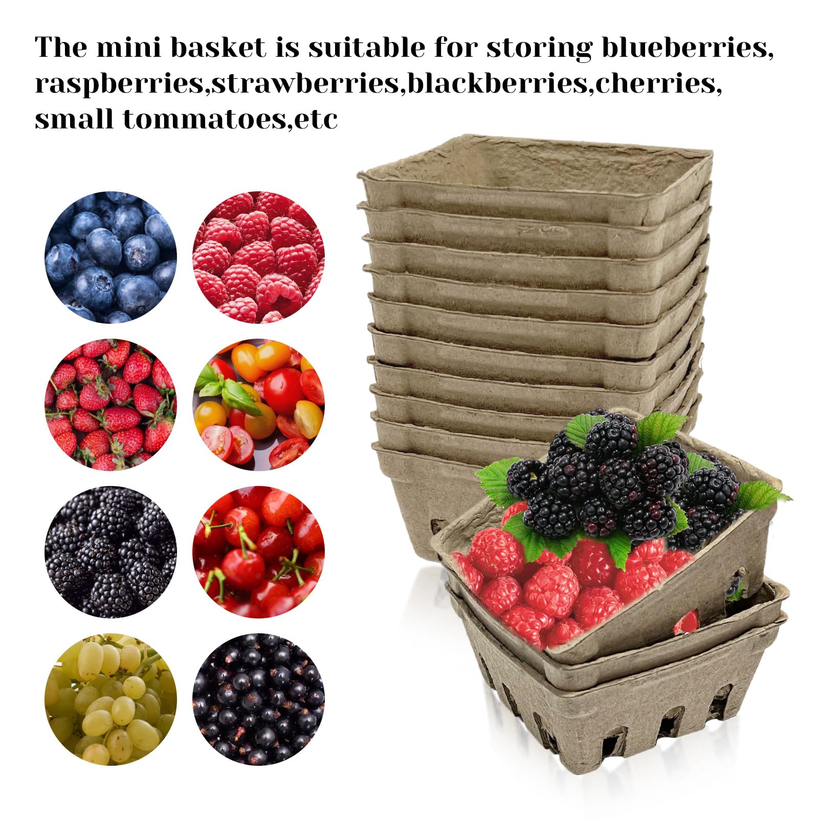 Snapklik.com : 30 Pack Natural Pulp Fiber Berry Basket, Molded Berry ...