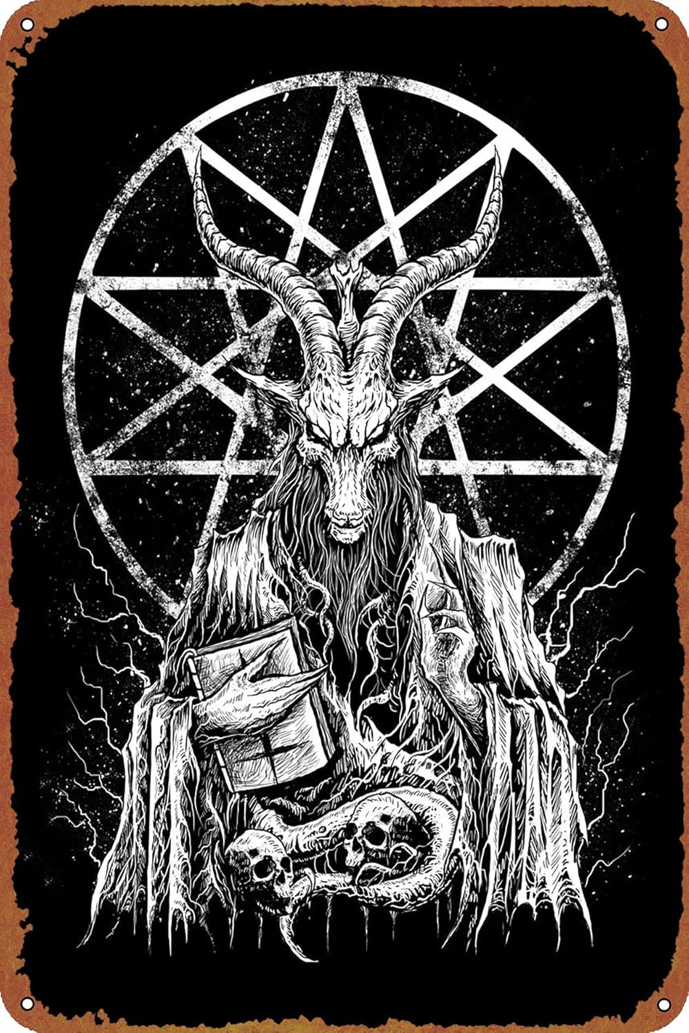 Amazon.com : Satan Demonic Goat Baphomet Metal Tin Sign Poster Vintage ...