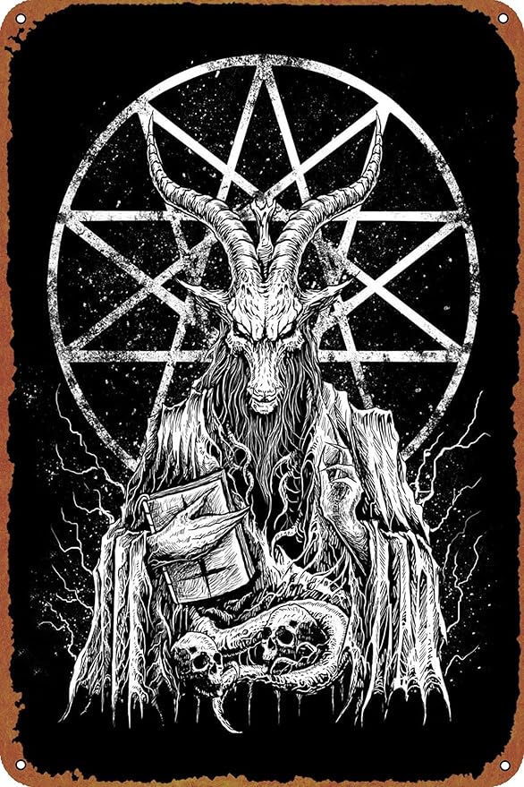 Amazon.com : Satan Demonic Goat Baphomet Metal Tin Sign Poster Vintage ...