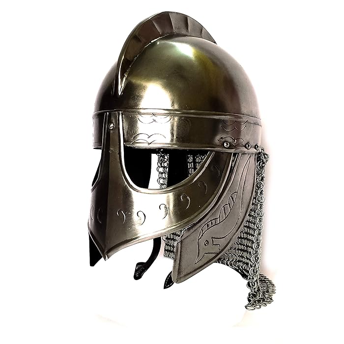 Buy AnNafi® Handcrafted Viking Wolf Armor Helmet Silver Finish ...