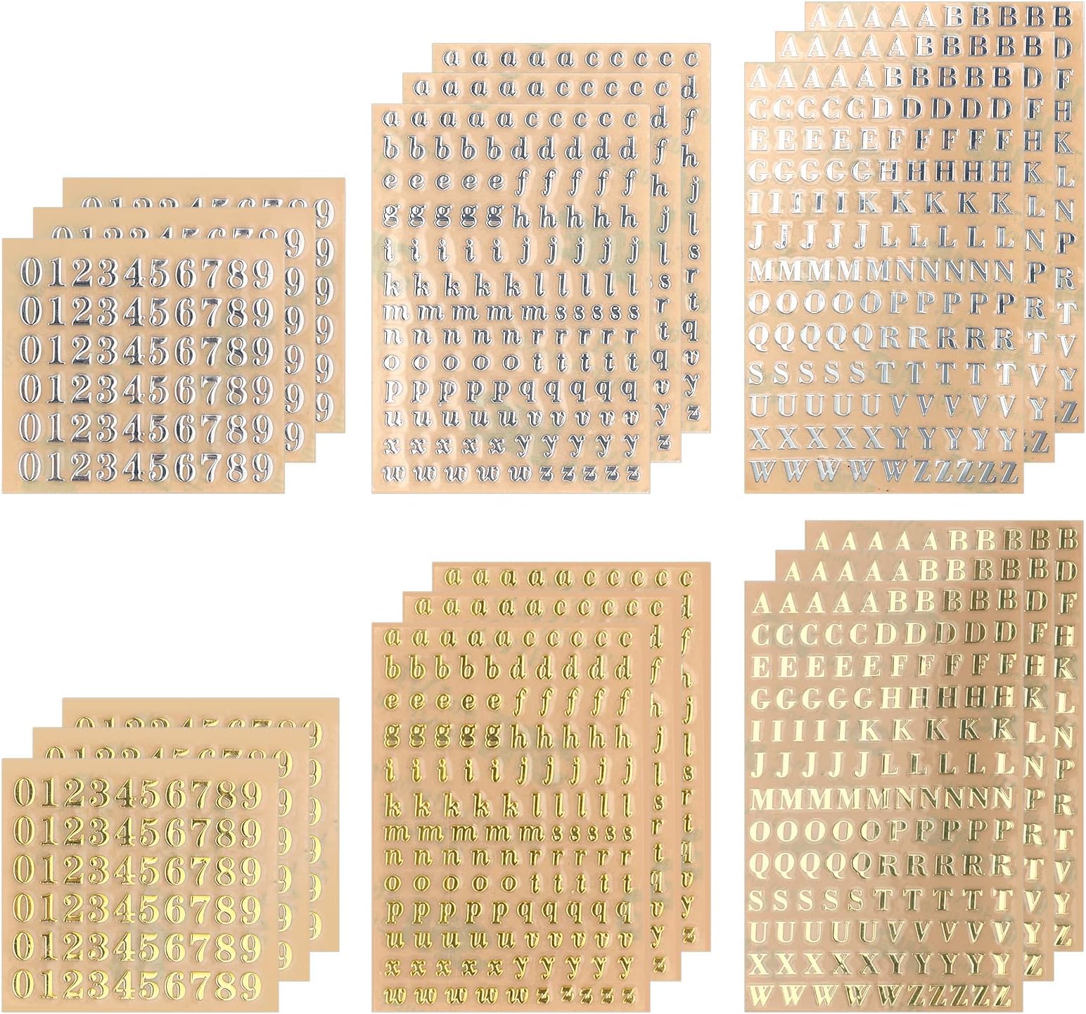 Amazon.com: AIEX 18 Sheets Alphabet Number Stickers, Mini Metal Letter ...