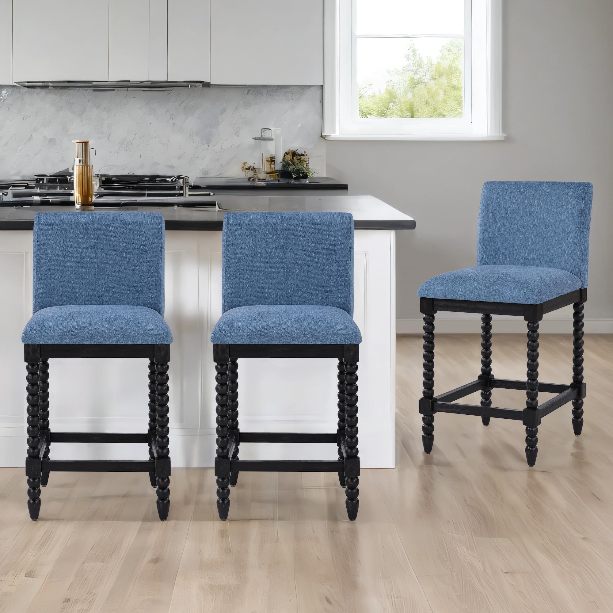 Amazon.com: DUHOME Spindle Counter Stools Set of 3 with Padded Spring ...