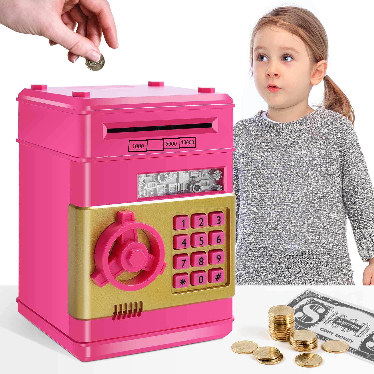Amazon.com : GuDoQi Piggy Bank for Girls Electronic Coin Money Bank Toy ...