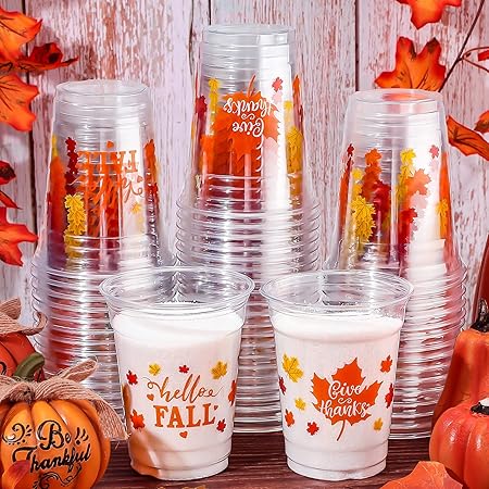 Amazon.com: 50 Thanksgiving Party Cups 9 oz. Disposable Paper Cup in ...
