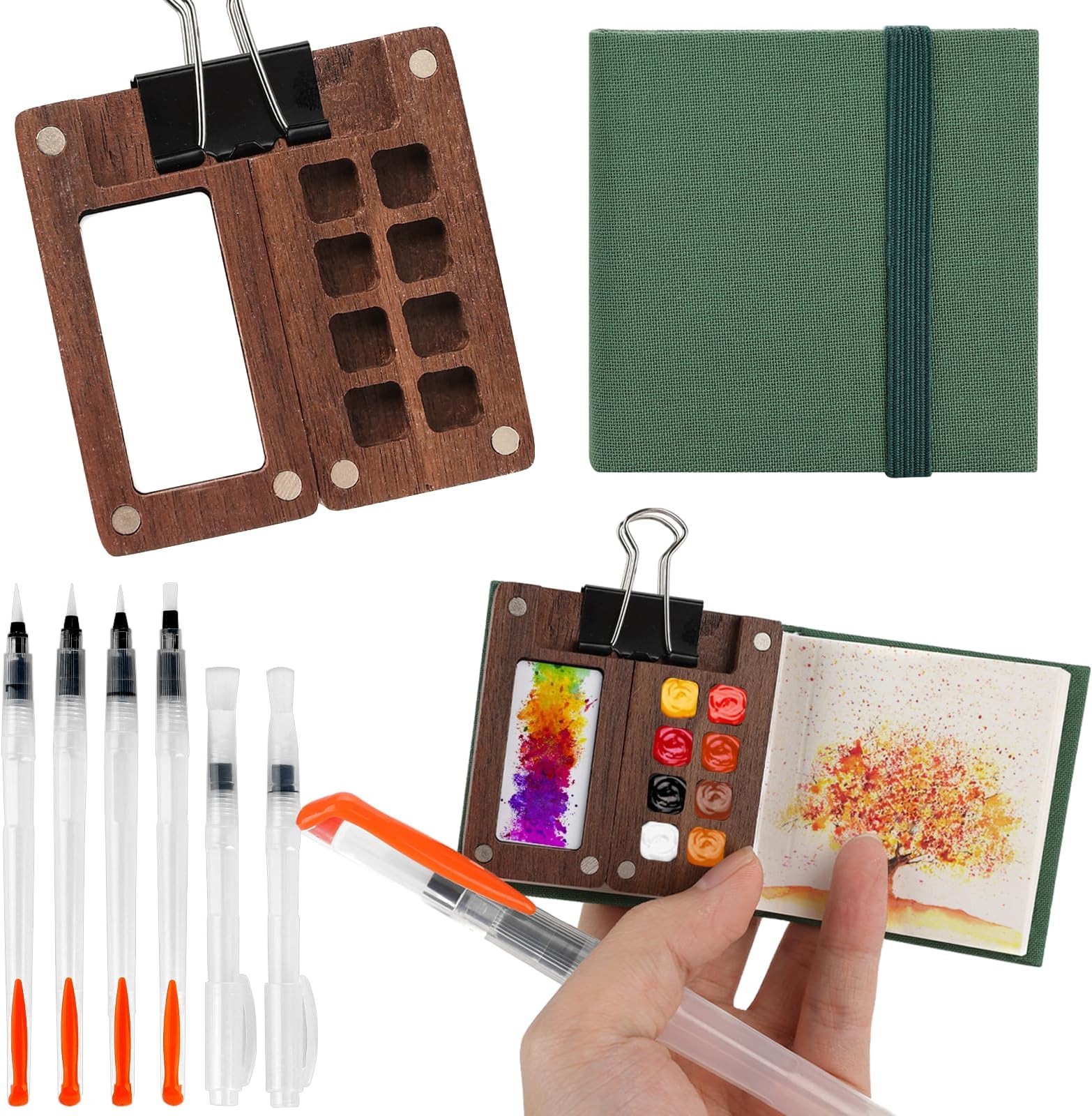 Amazon.com: Mini Watercolor Palette Travel Paint Set Portable Painting ...
