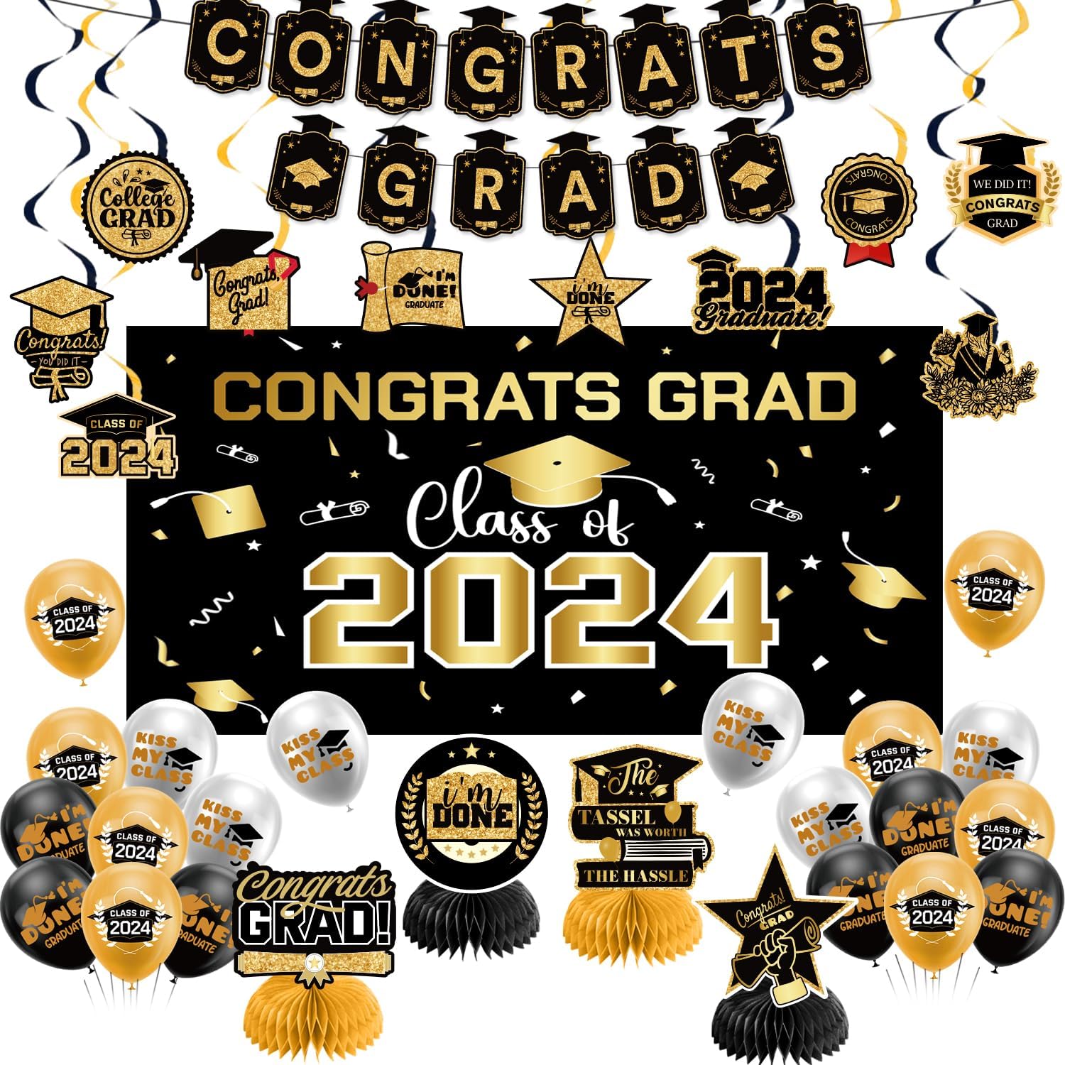 Amazon.com: 56 PCS Graduation Decoration Congrats Grad Party Supplies ...