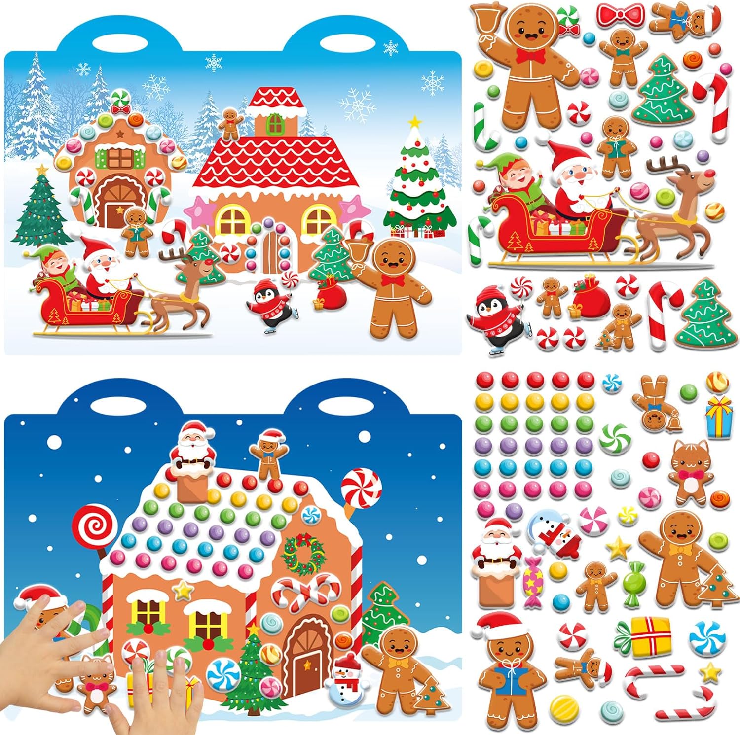 Amazon.com: 100 Christmas Gingerbread House 3D Puffy Sticker Activity ...