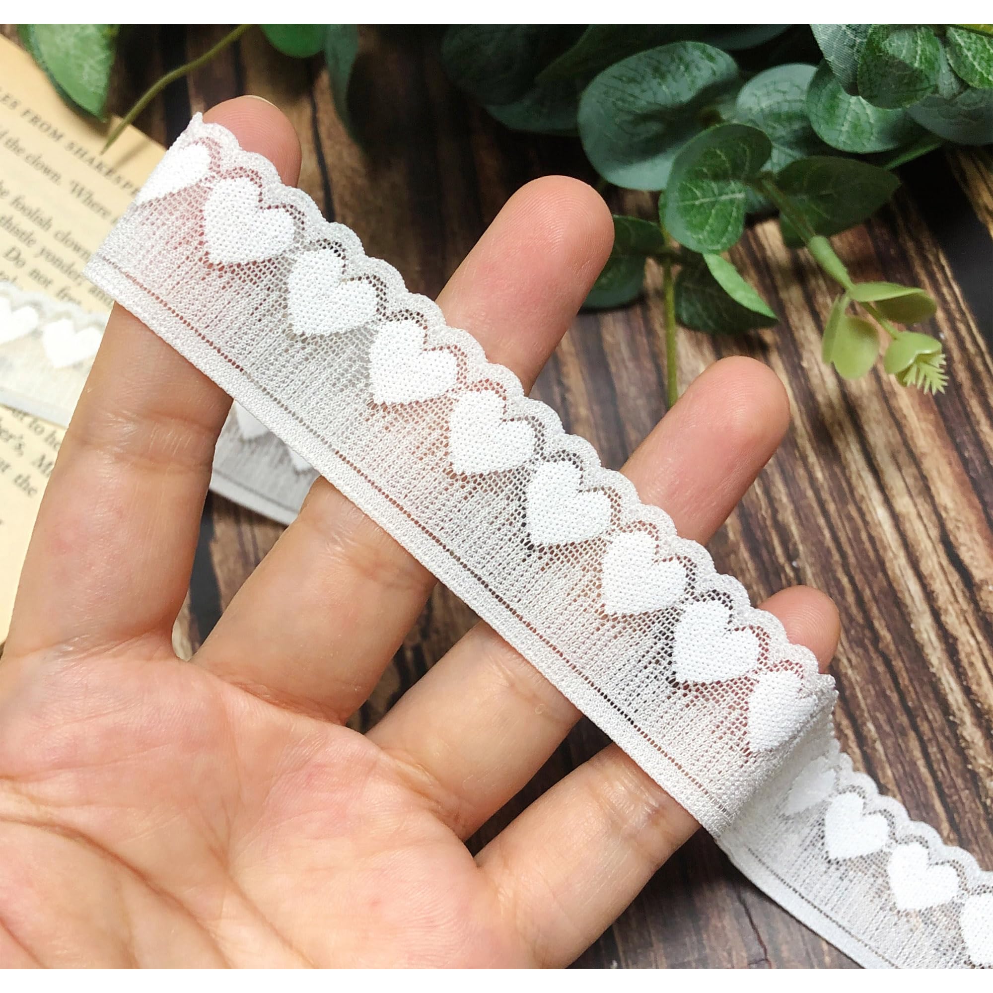 Amazon.com: Yachirobi 1 Inch Elastic lace Trim, 10 Yards Long Heart ...