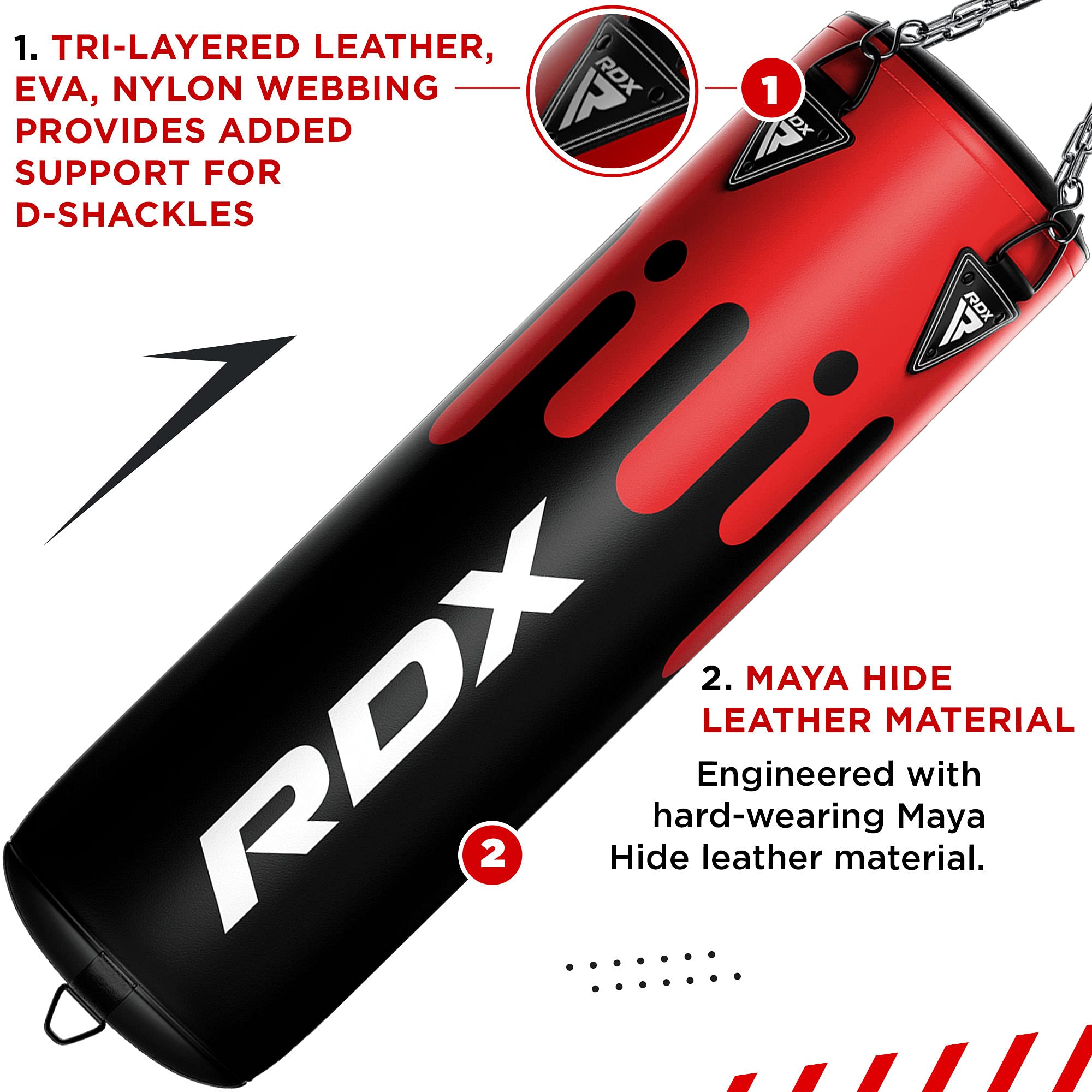 RDX Punching Bag Heavy Boxing Bag, 8pc Filled 5ft 4ft Anti Swing ...