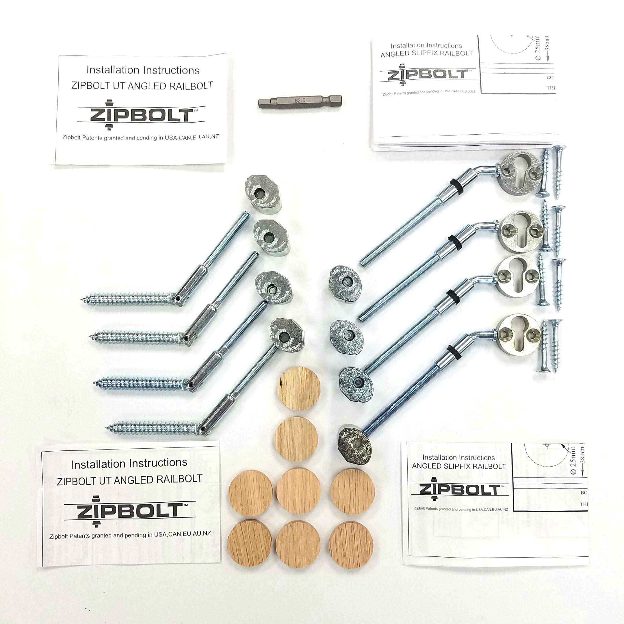 Zipbolt 13.950 Angled Slipfix & 11.550 Angled Railbolt Bulk Pack ...