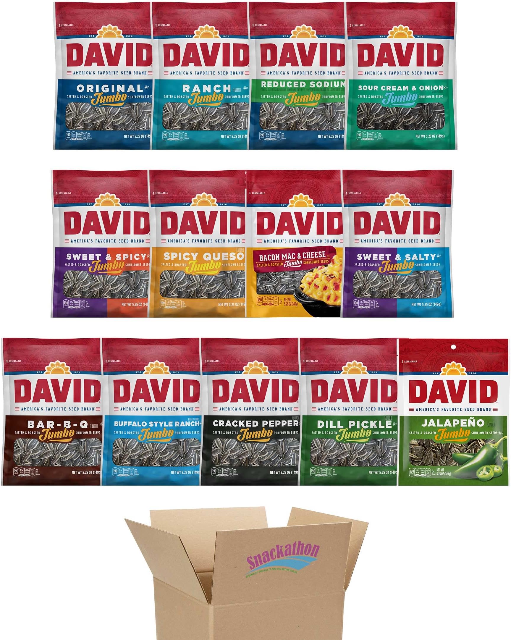 Amazon.com : DAVID Seeds Roasted and Salted Sweet and Spicy Jumbo ...