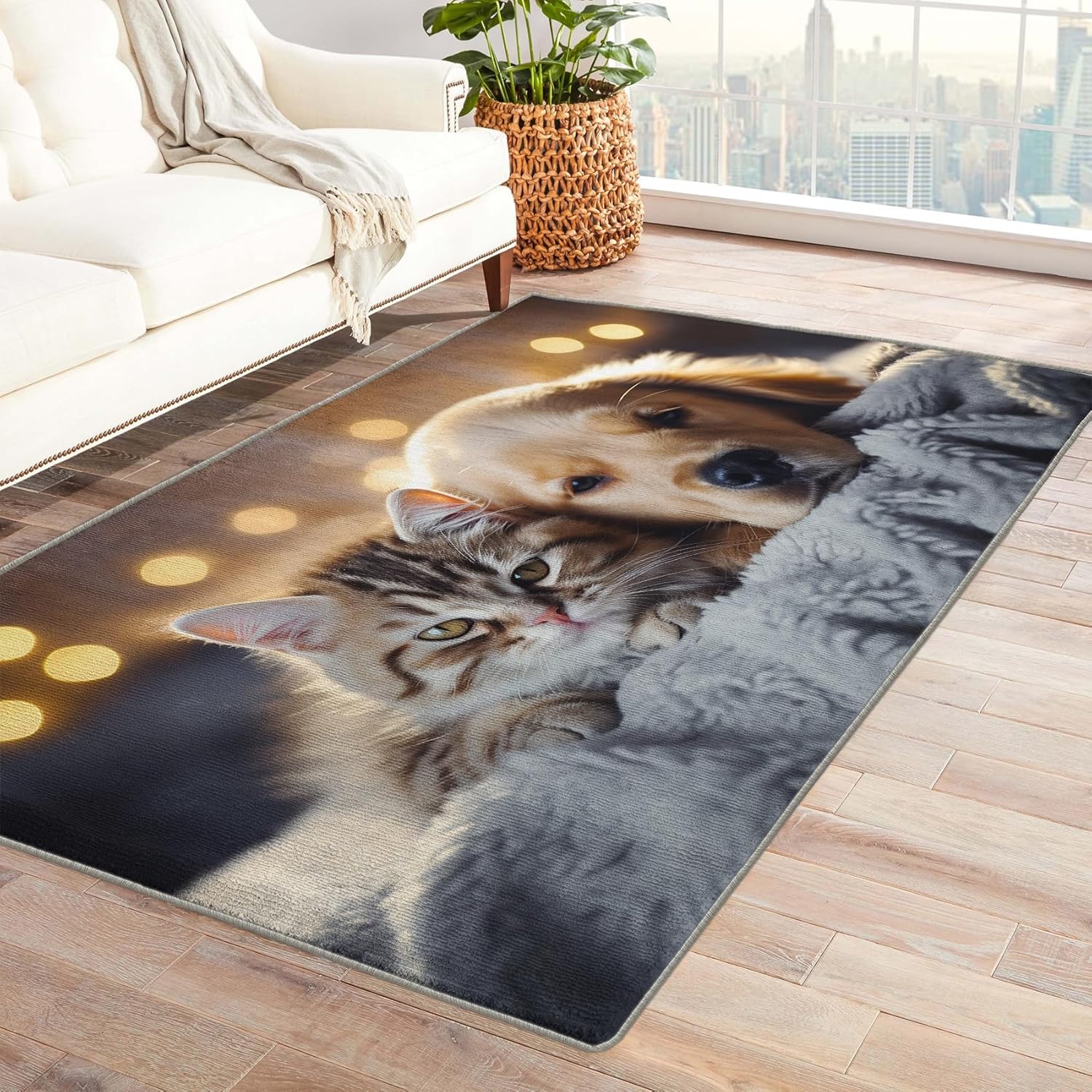 Amazon.com: Cat and Dog Rug & Home Decor - Washable Rug 5x7 - Kitten ...