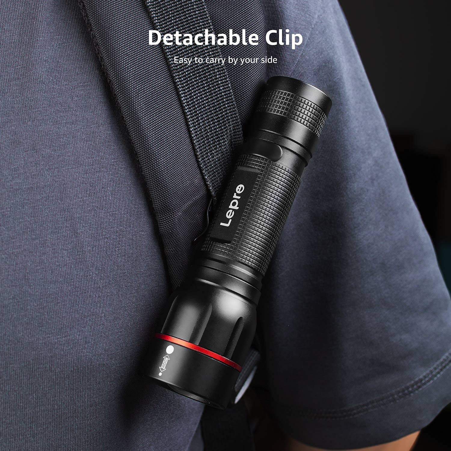 Lepro LED Torch with Clip, 2 Pack LE2050 Torch, Super Bright, 5 ...