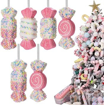 6-Piece Candy Christmas Decor Set, Handcrafted Foam Christmas Sweet ...