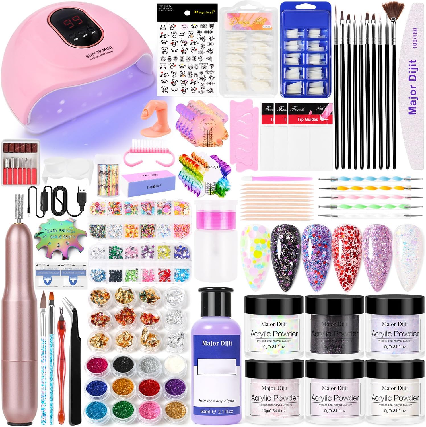 DouborQ Acrylic Nail Kit with Electric Nail Drill Nail Lamp,U V Nail ...