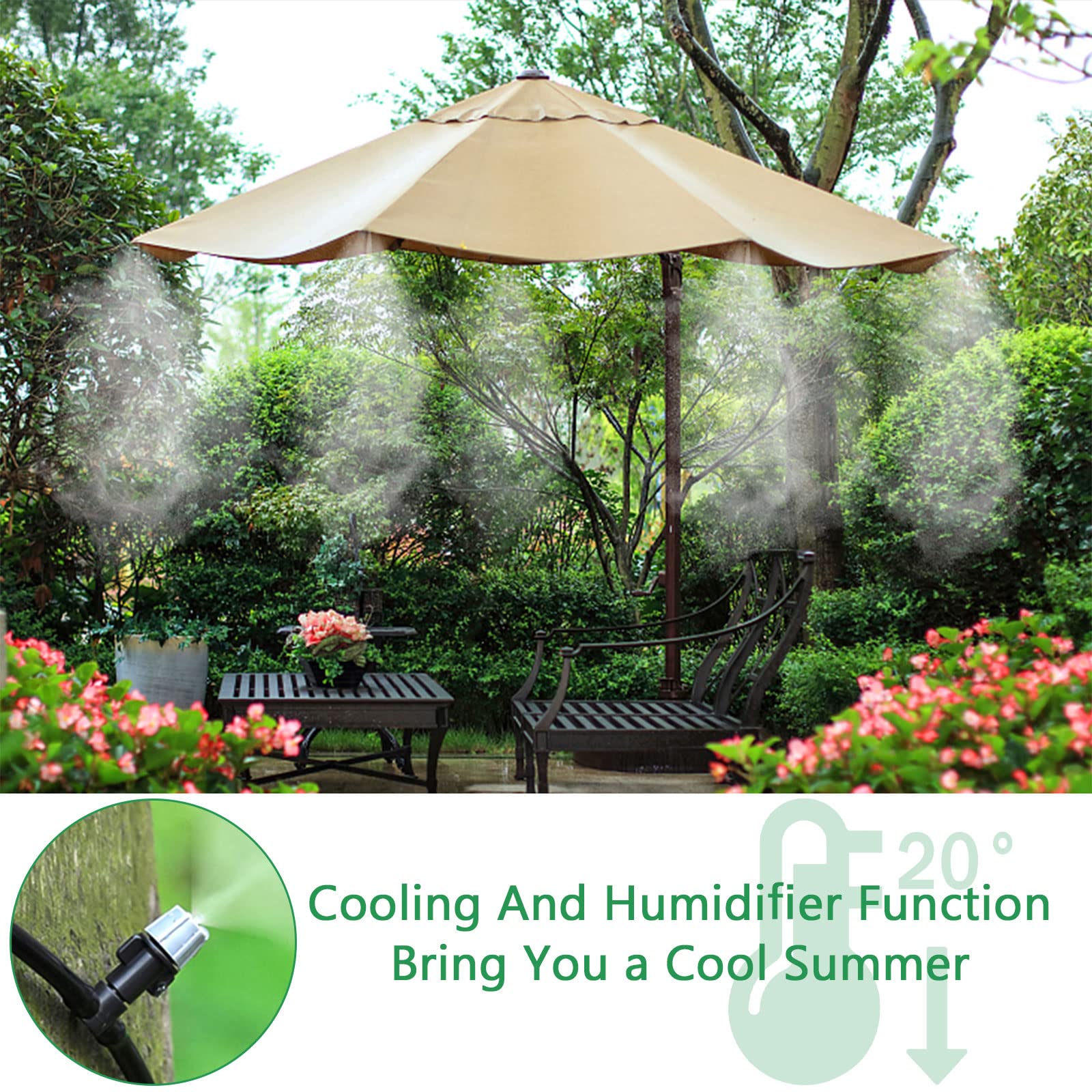 Patio Misting Kit Outdoor Misting System Kit - 50FT Patio Mister With ...