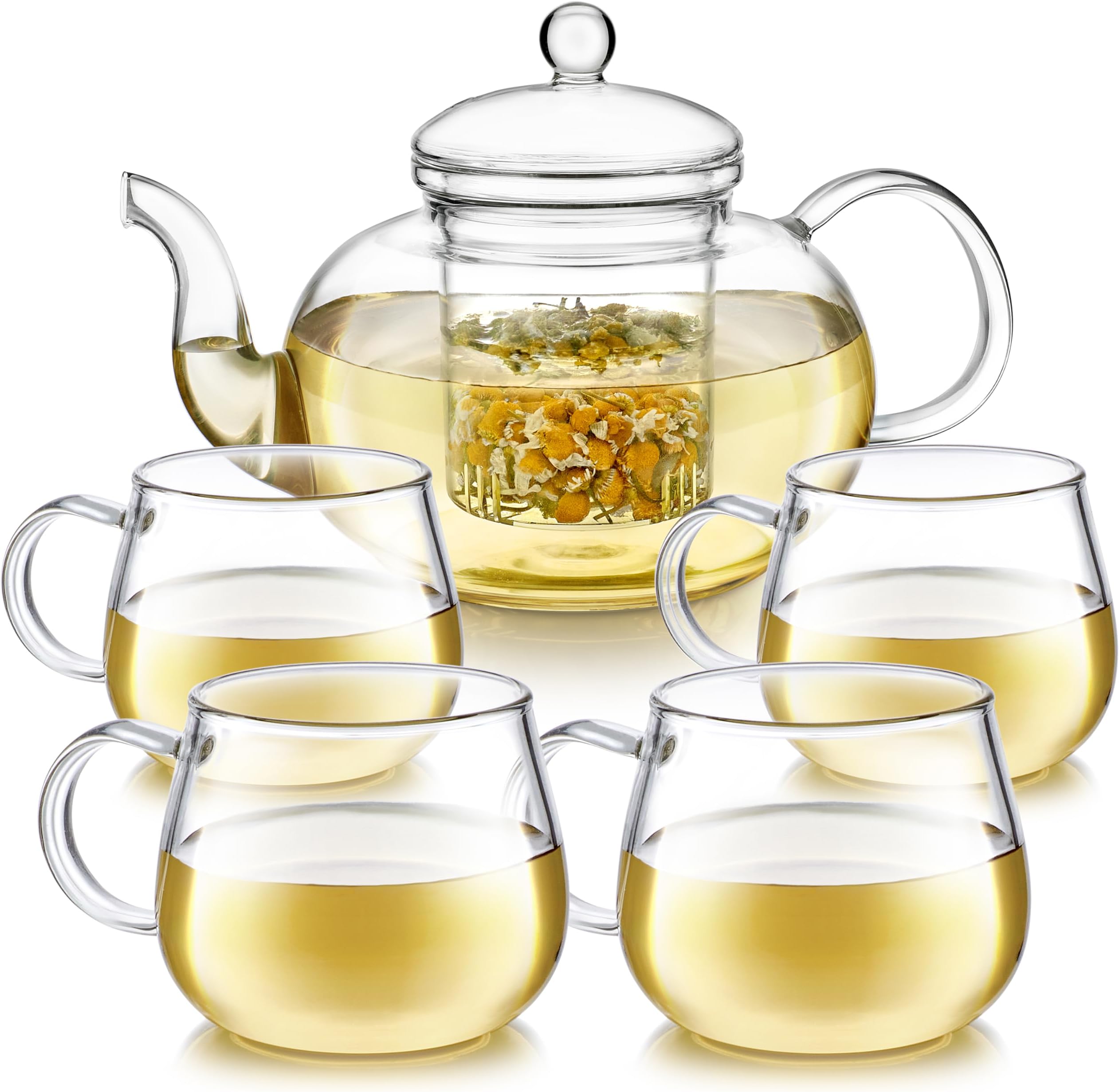 Amazon.com | Teabloom Complete Tea Set – Glass Teapot (40 oz), Loose ...