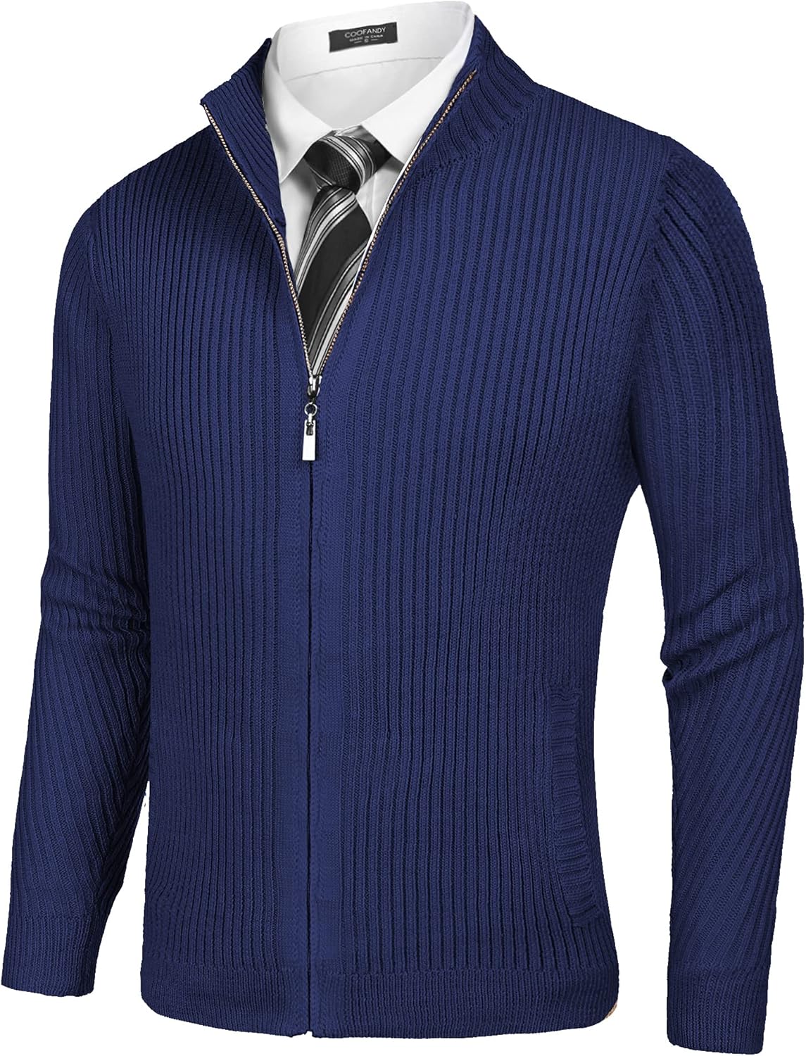 COOFANDY Men's Casual Cardigan Sweaters Slim Fit Knitted Full Zip ...