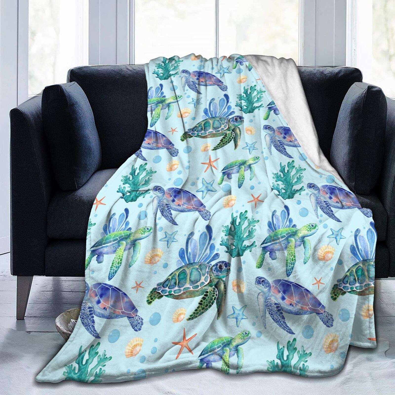 Amazon.com: Majoug Sea Turtle Throw Blanket Flannel Fleece Bed Blanket ...