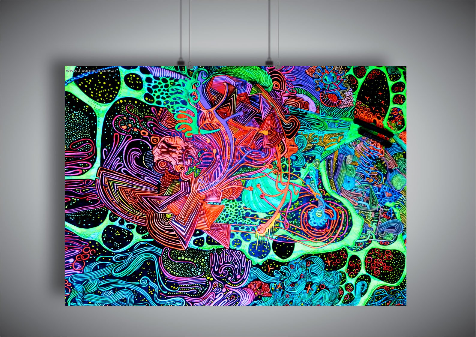 Trippy Tegninger Av Sopper Lerretsbilde Psychedelic Flower PIXERS.NO