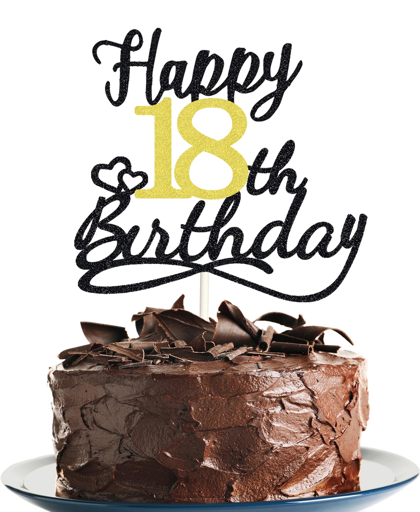 Snapklik.com : 18 Birthday Cake Toppers-BLACK GOLD Glitter, Funny 18th ...