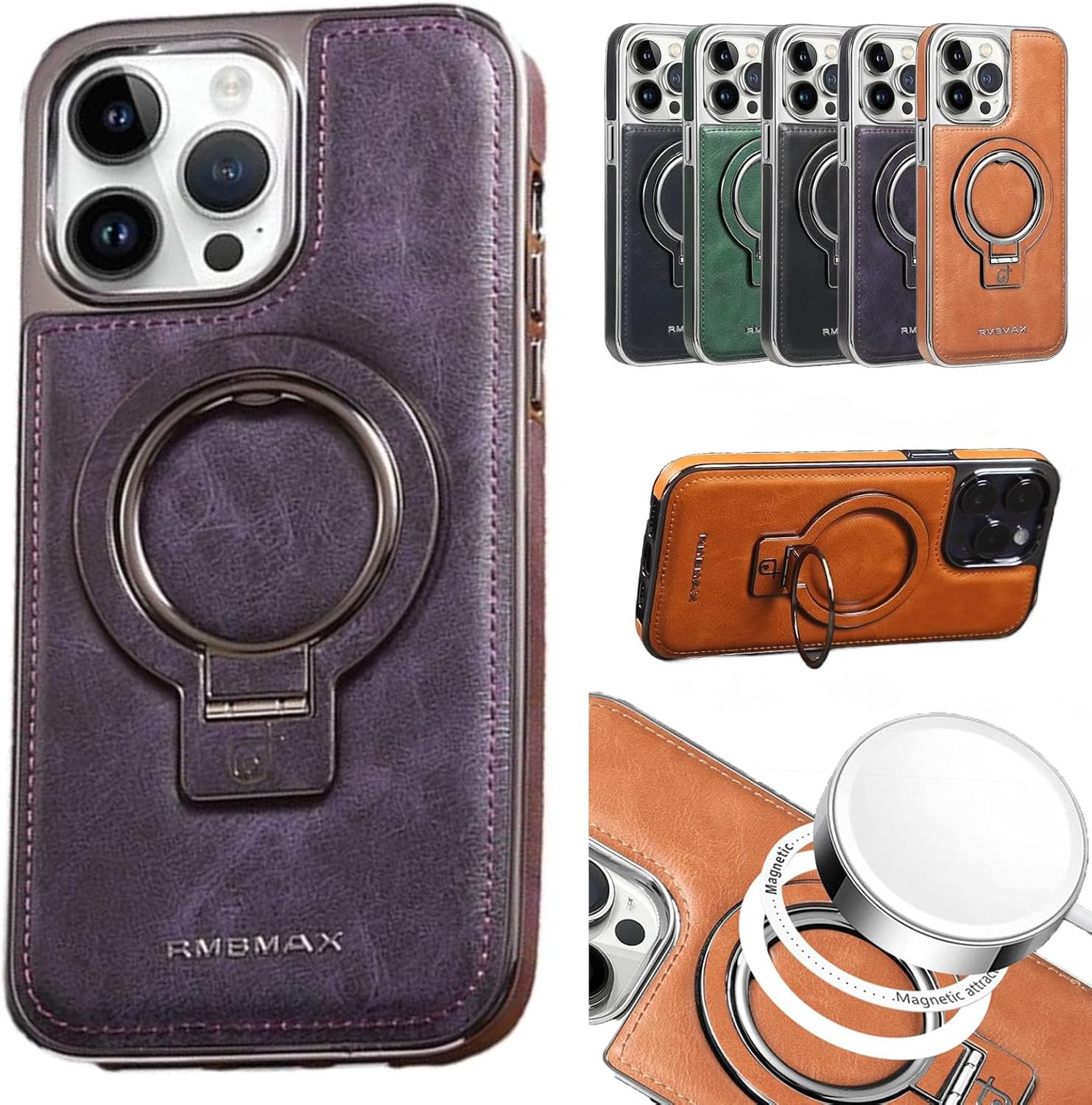 Amazon.com: Osevio Luxury Leather Phone Case, Premium Leather Invisible ...