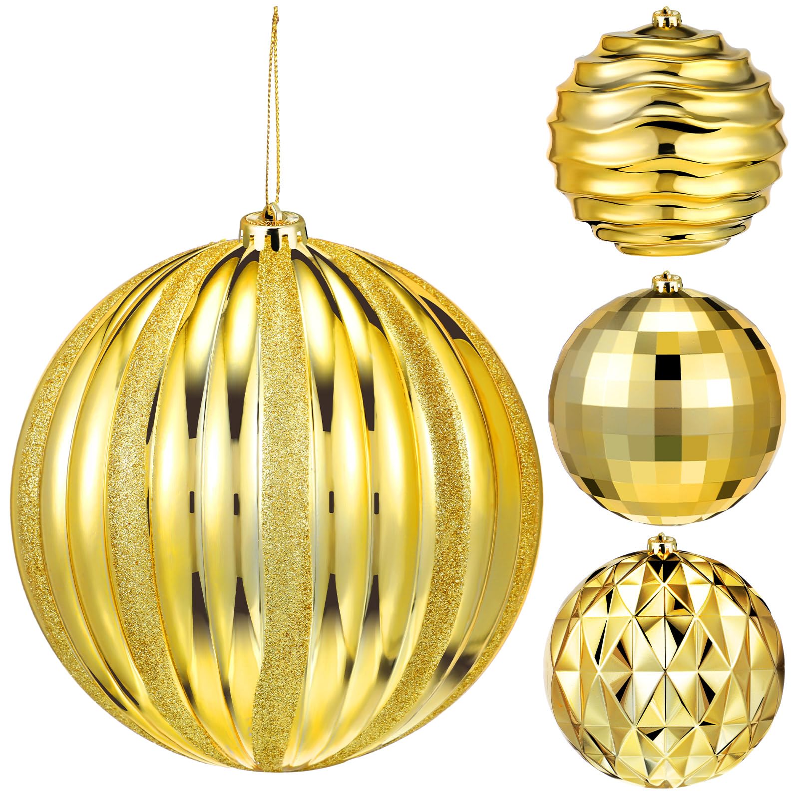 Amazon.com: Liliful 4 Pcs 7.87 Inch Gold Christmas Ornament Ball Large ...