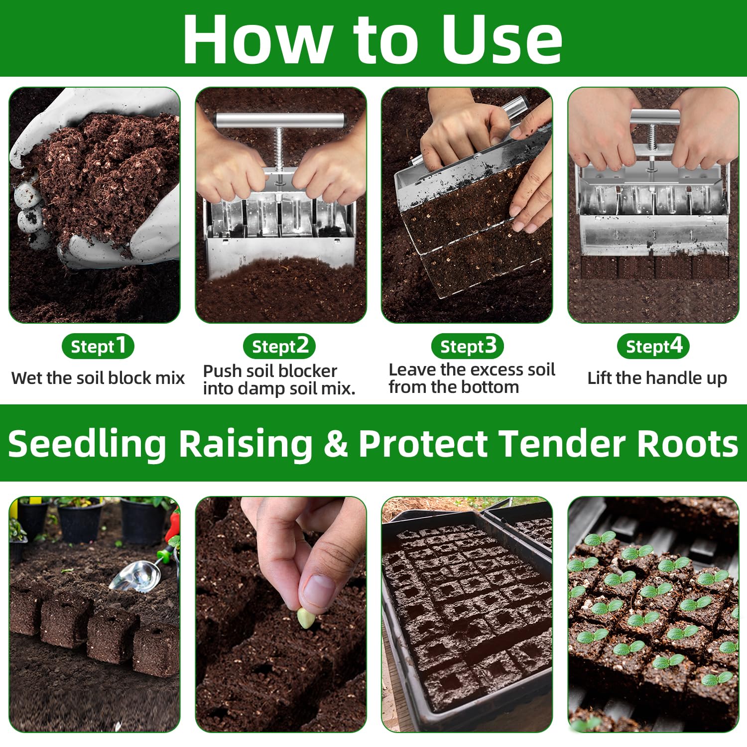 Soil Blocker, Soil Block Maker for Seed Starting with Strong Hand Held ...
