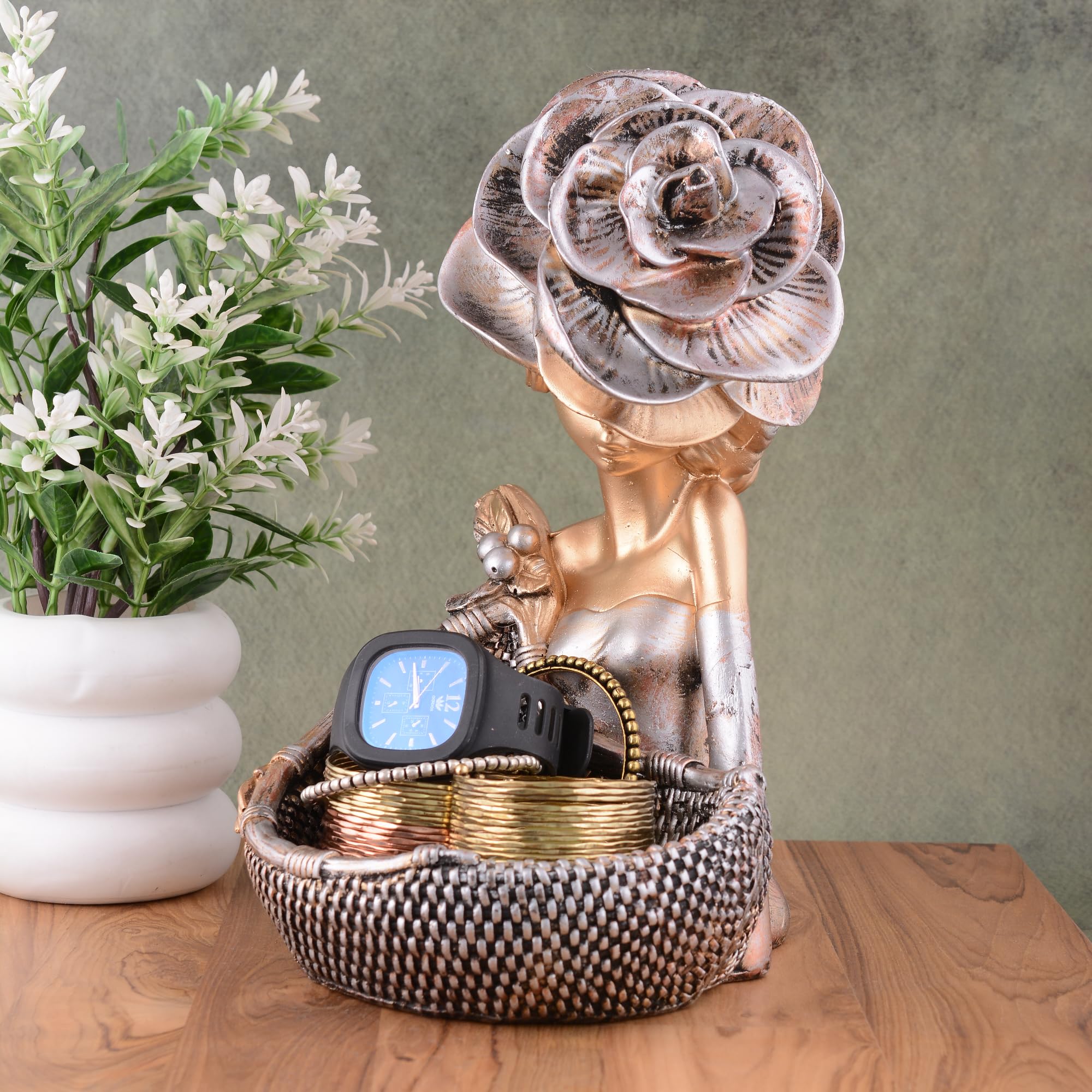 Buy zart Lady with Basket Showpiece for Home Decor Showpiece & Office ...