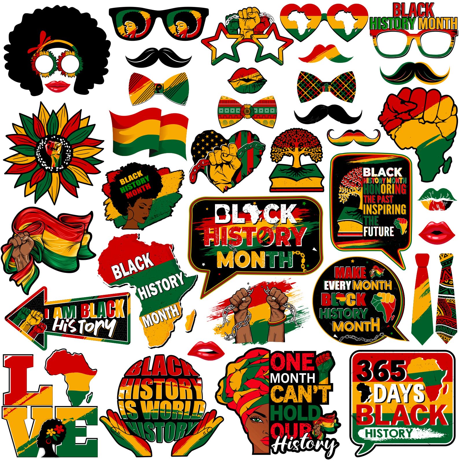 Amazon.com: Black History Month Photo Booth Props,36pcs Black History ...
