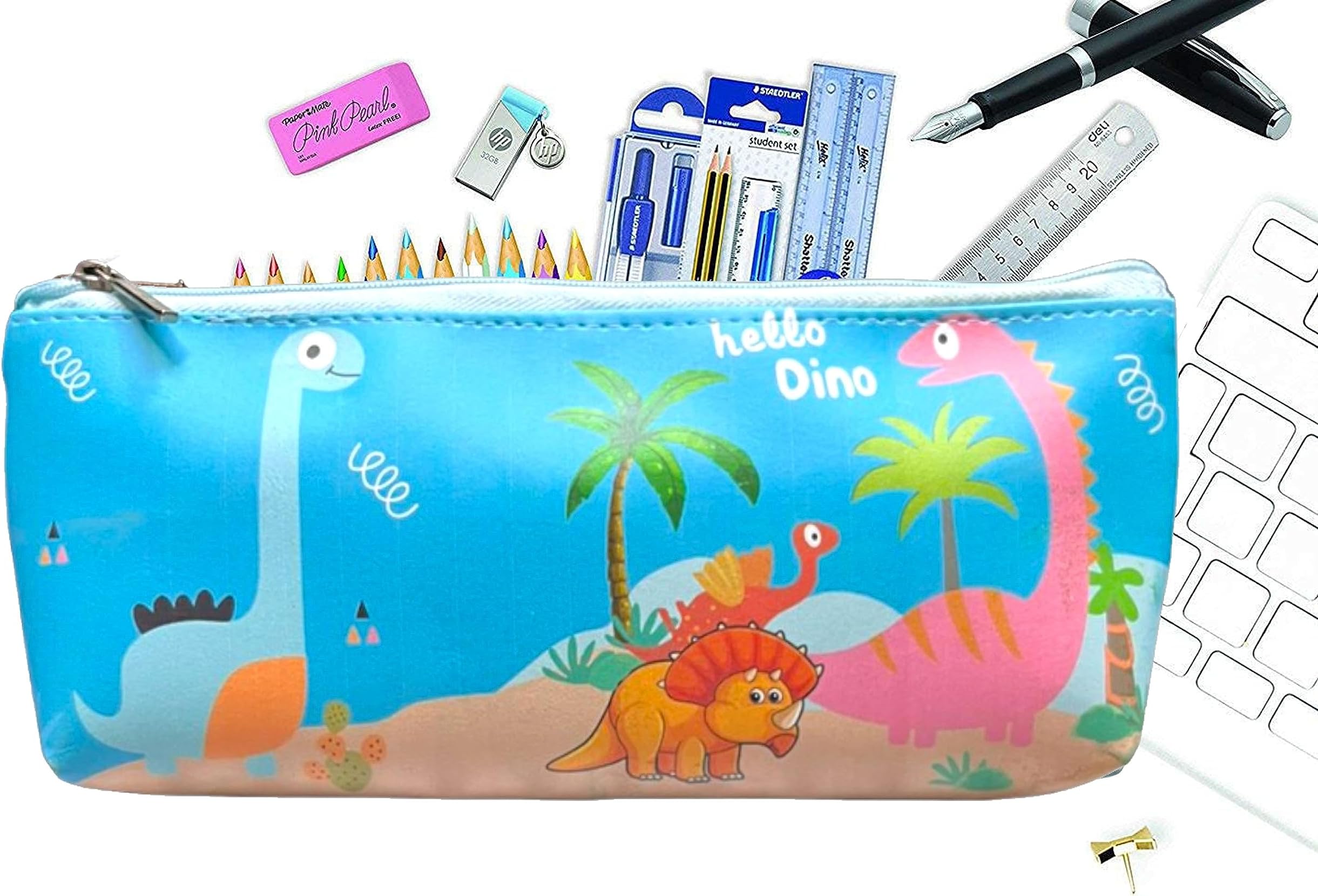 Buy JIADA Leather Dinosaur Theme Pencil Stationery Pouch - 1 Pcs,Blue ...