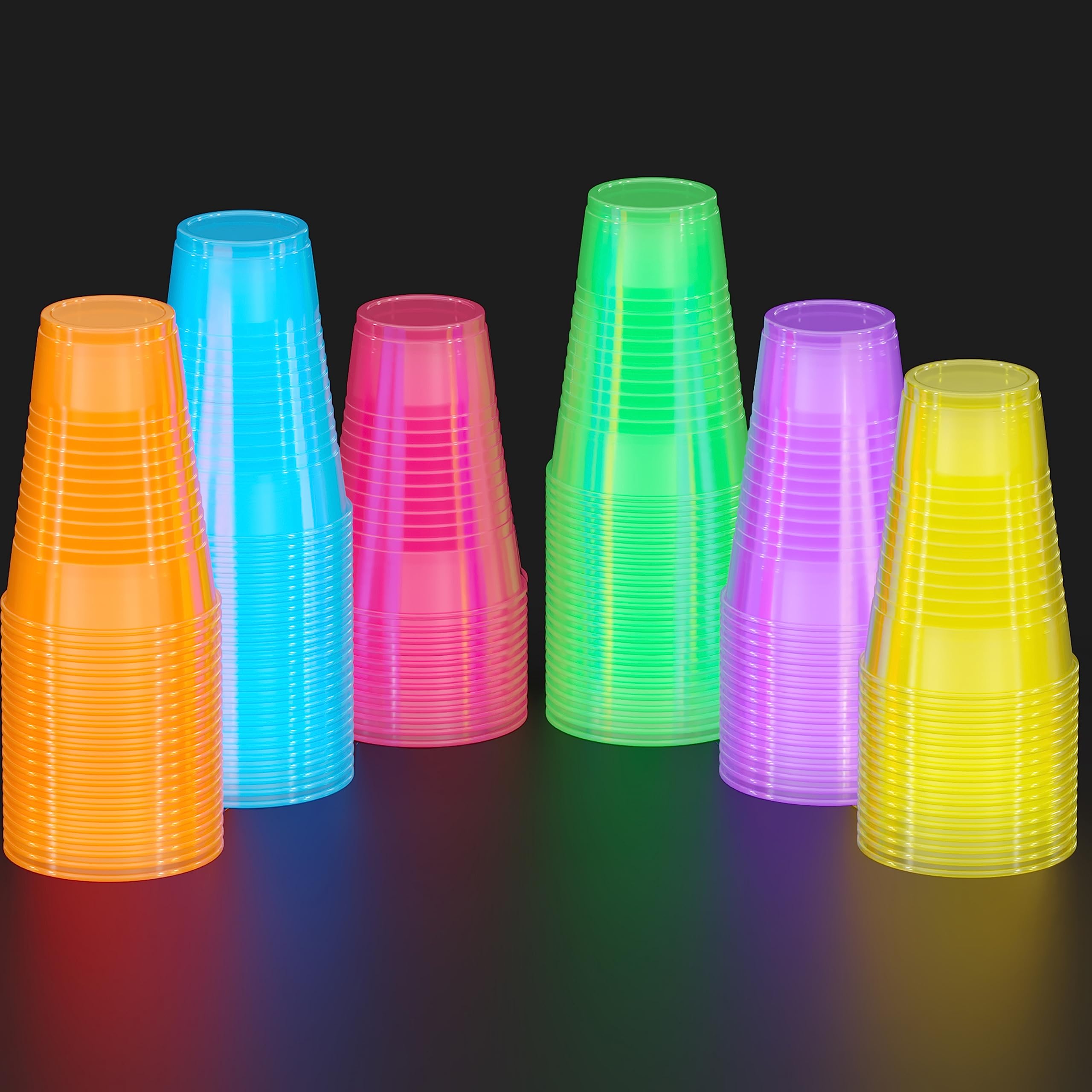 Snapklik.com : Exquisite Neon Cups 240 Pack 16 Oz Colored Plastic Cups ...