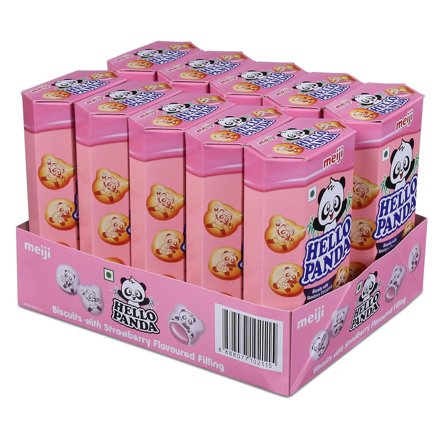 meiji Hello Panda Biscuits With Strawberry Flavoured Filling| Bite Sized Biscuits Filled With ...